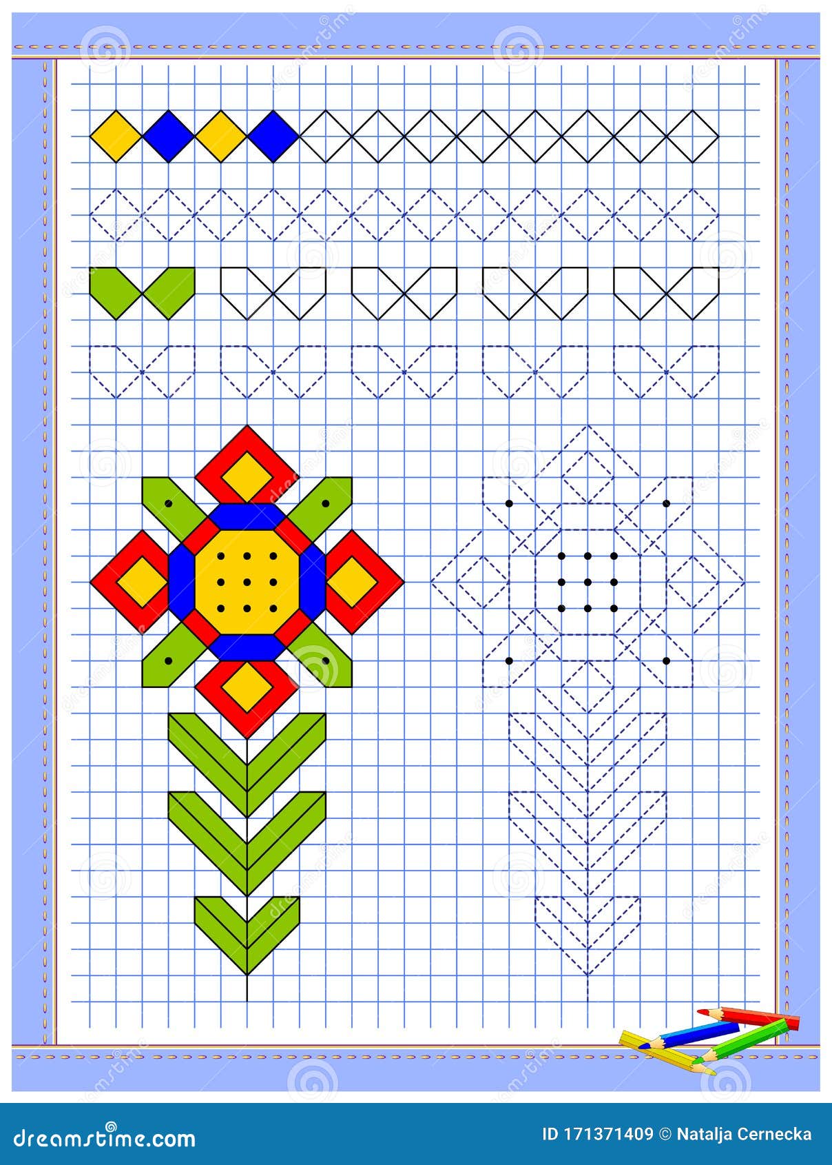 Educational Page for Kids. Printable Worksheet on Square Paper for ...