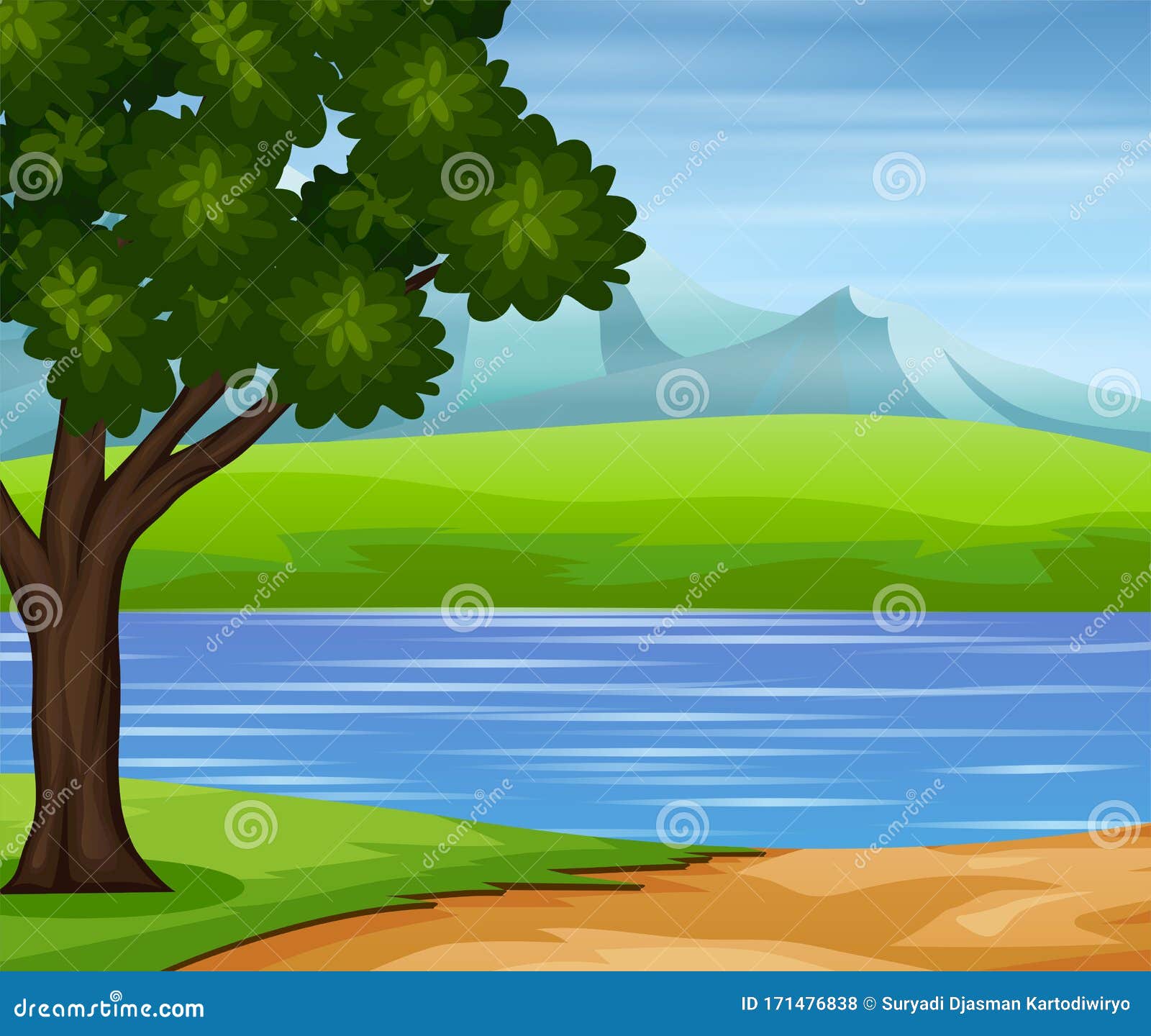 Road To the River with a Nature Landscape Stock Vector - Illustration ...
