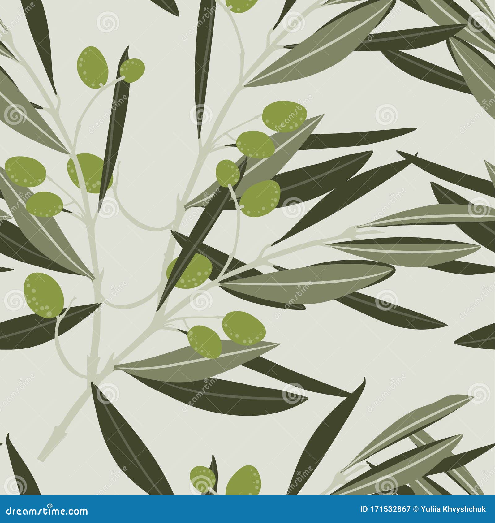 Seamless White Background with Olive Branch with Leaves. Ideal for ...