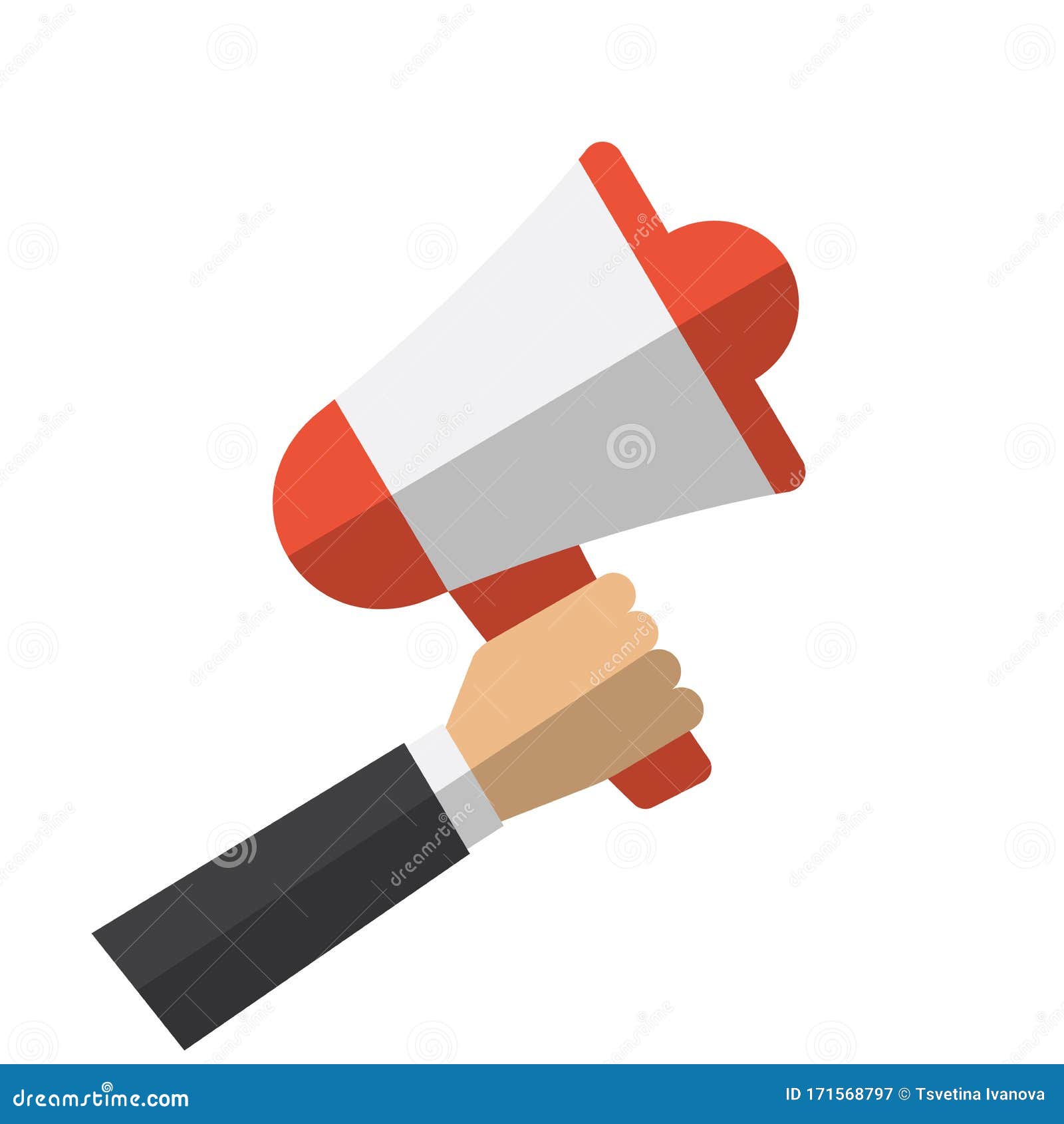 Megaphone Holding Hand Flat Colorful Vector Icon. Loudspeaker or ...