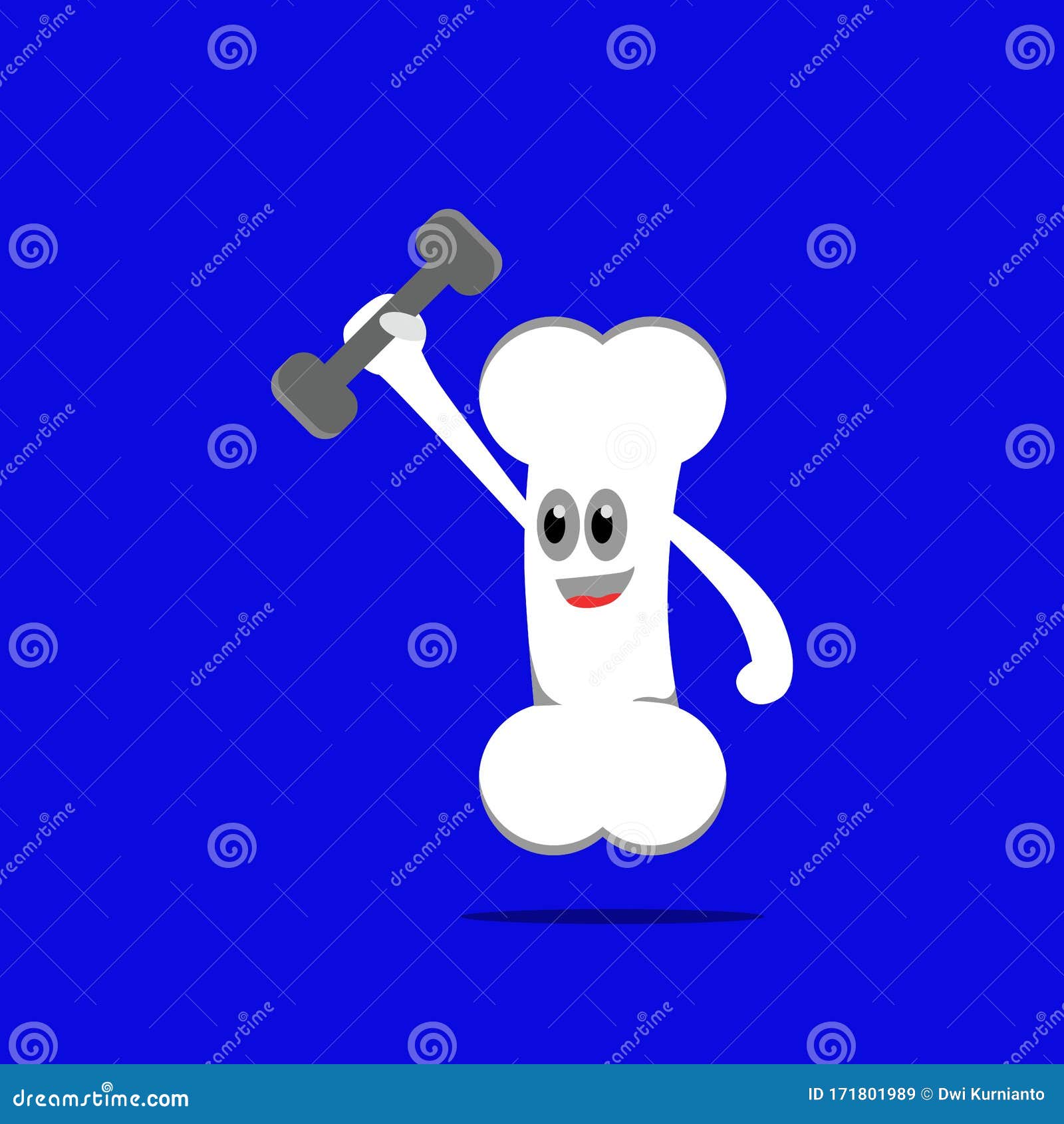 Illustration of Strong Bone Cartoon Character Lifting a Barbell Stock ...