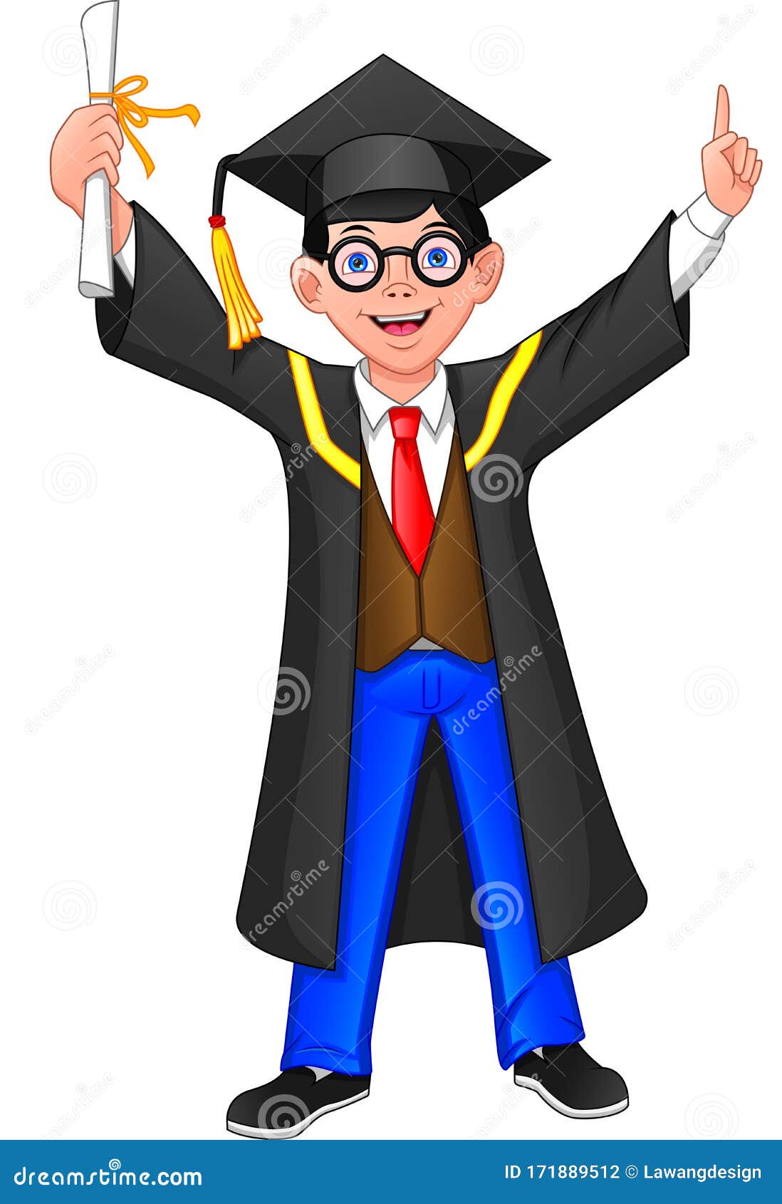 Congratulations Young Boy Graduate Thumb Up Stock Vector - Illustration ...