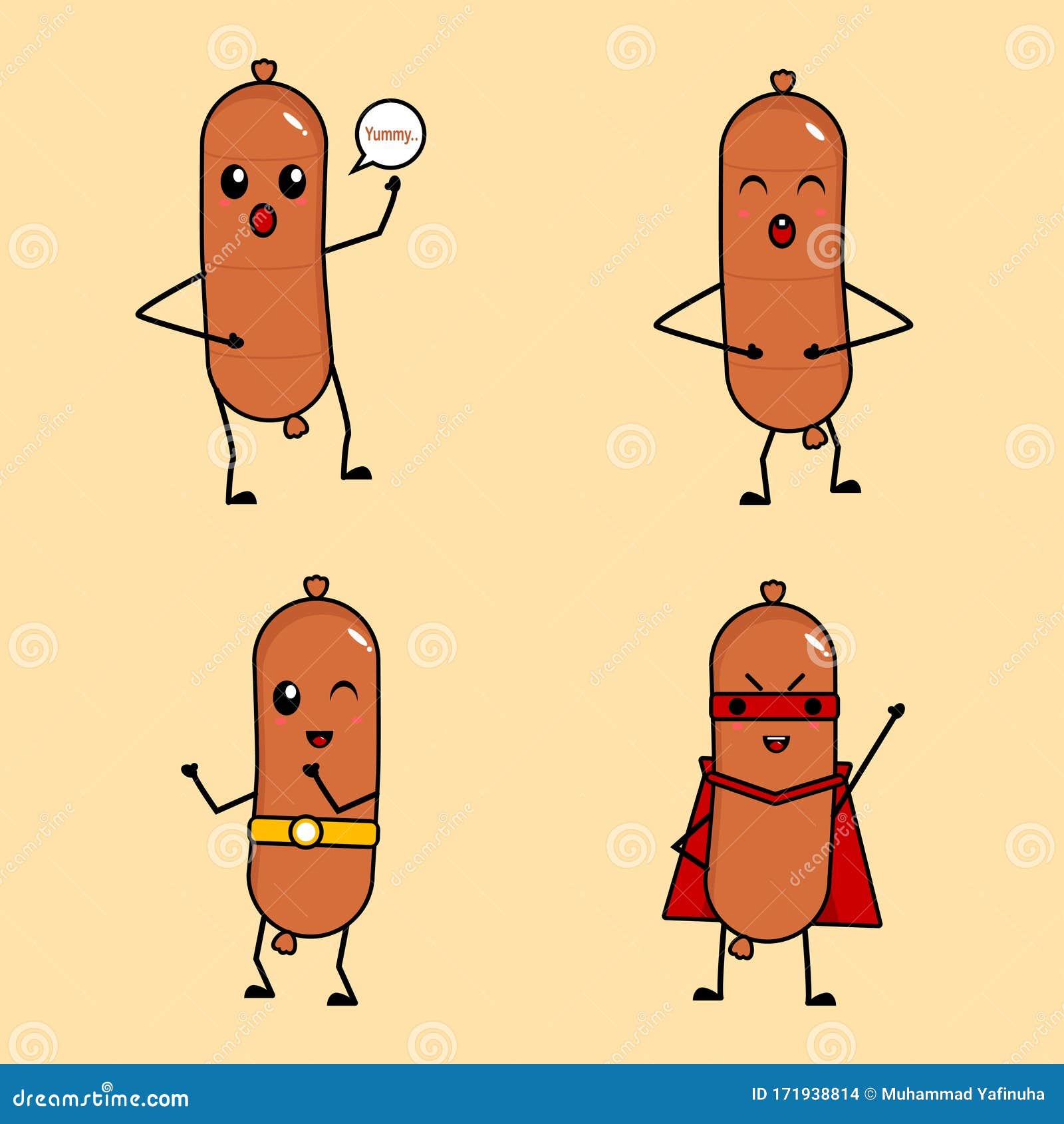 Illustration Vector Graphic of Sausages with Various Characters Stock ...