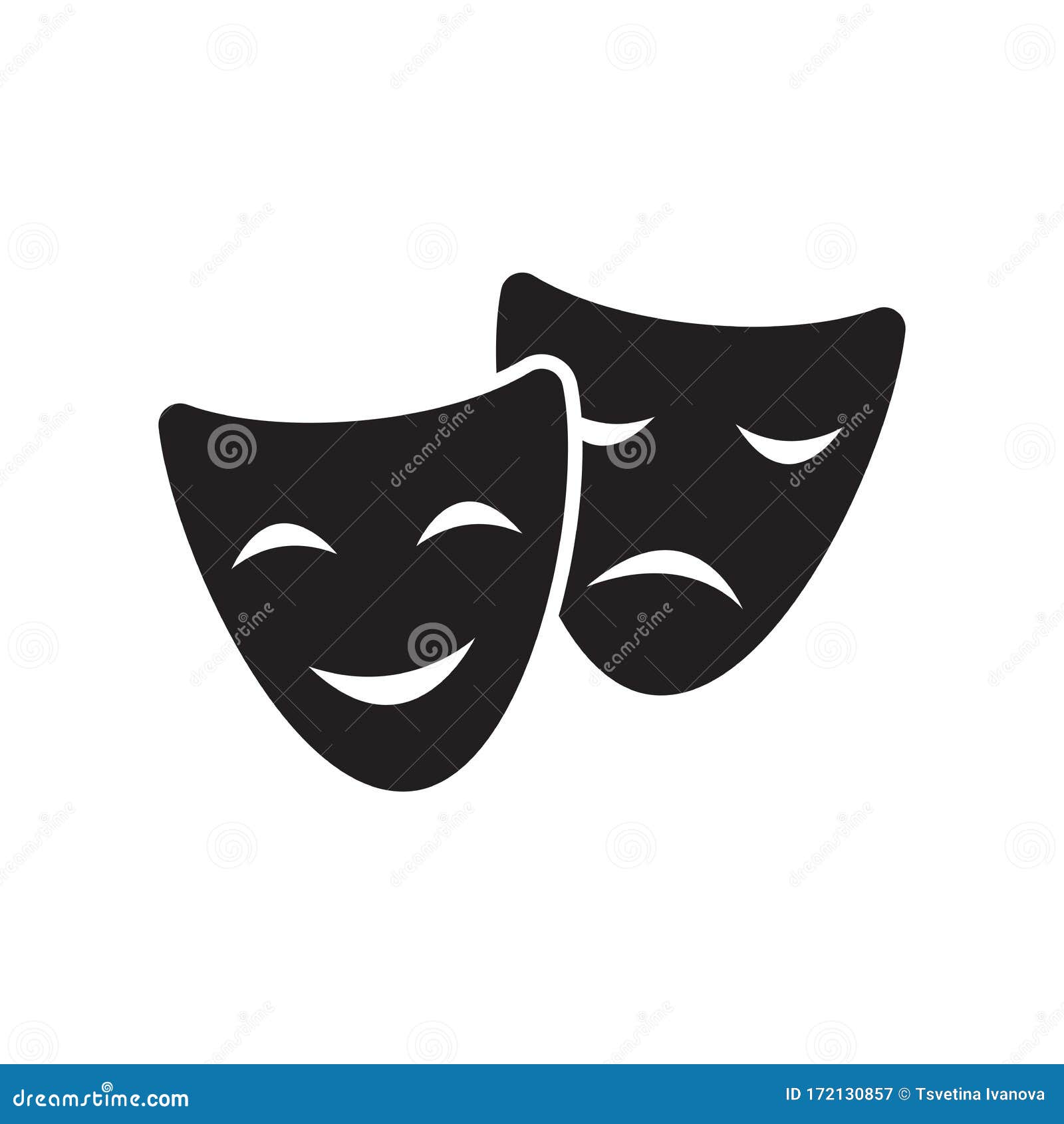 Theatre or Opera Drama Masks Black Isolated Vector Icon. Stock Vector ...