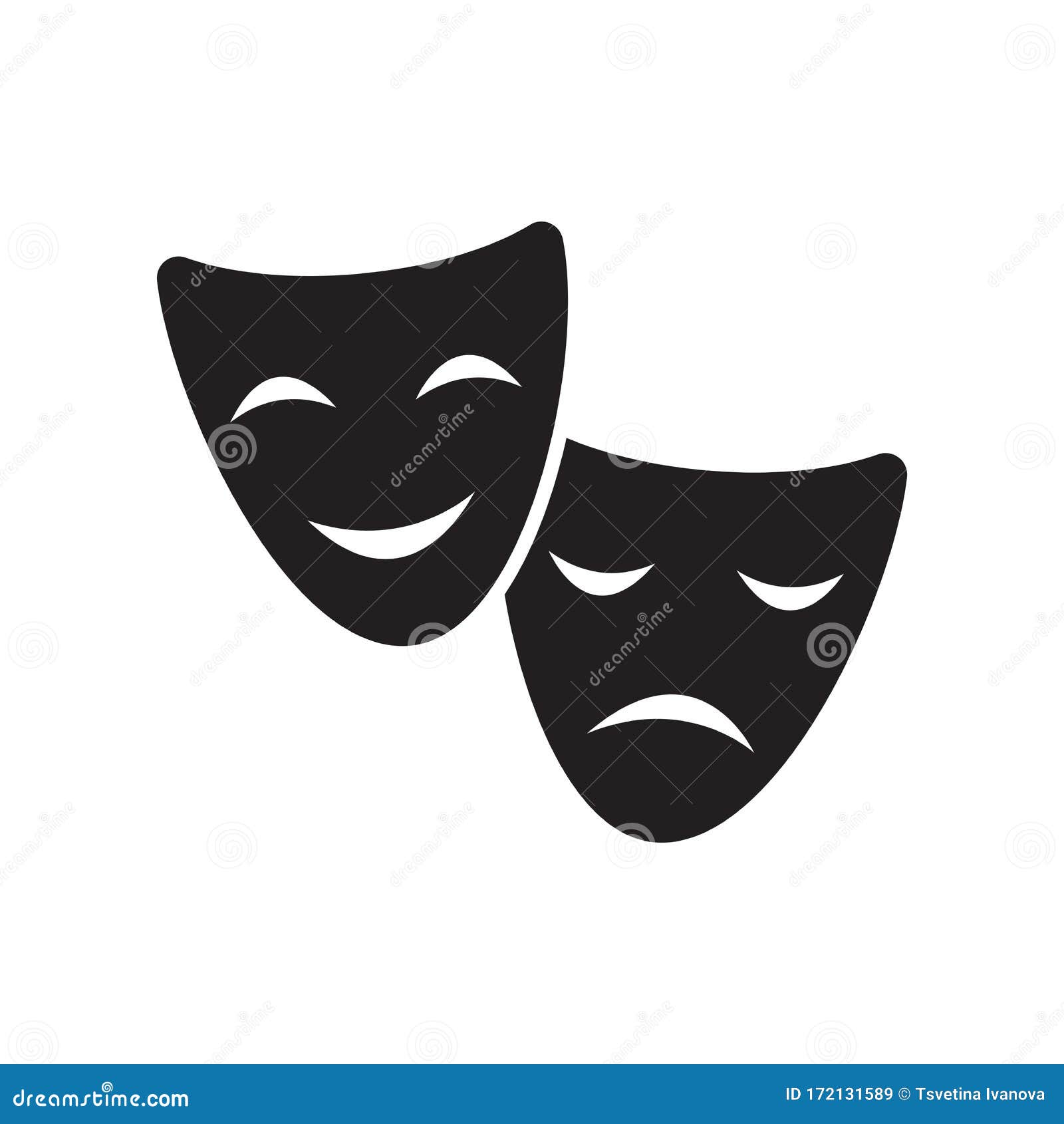 Theatre or Opera Drama Masks Black Isolated Vector Icon. Stock Vector ...