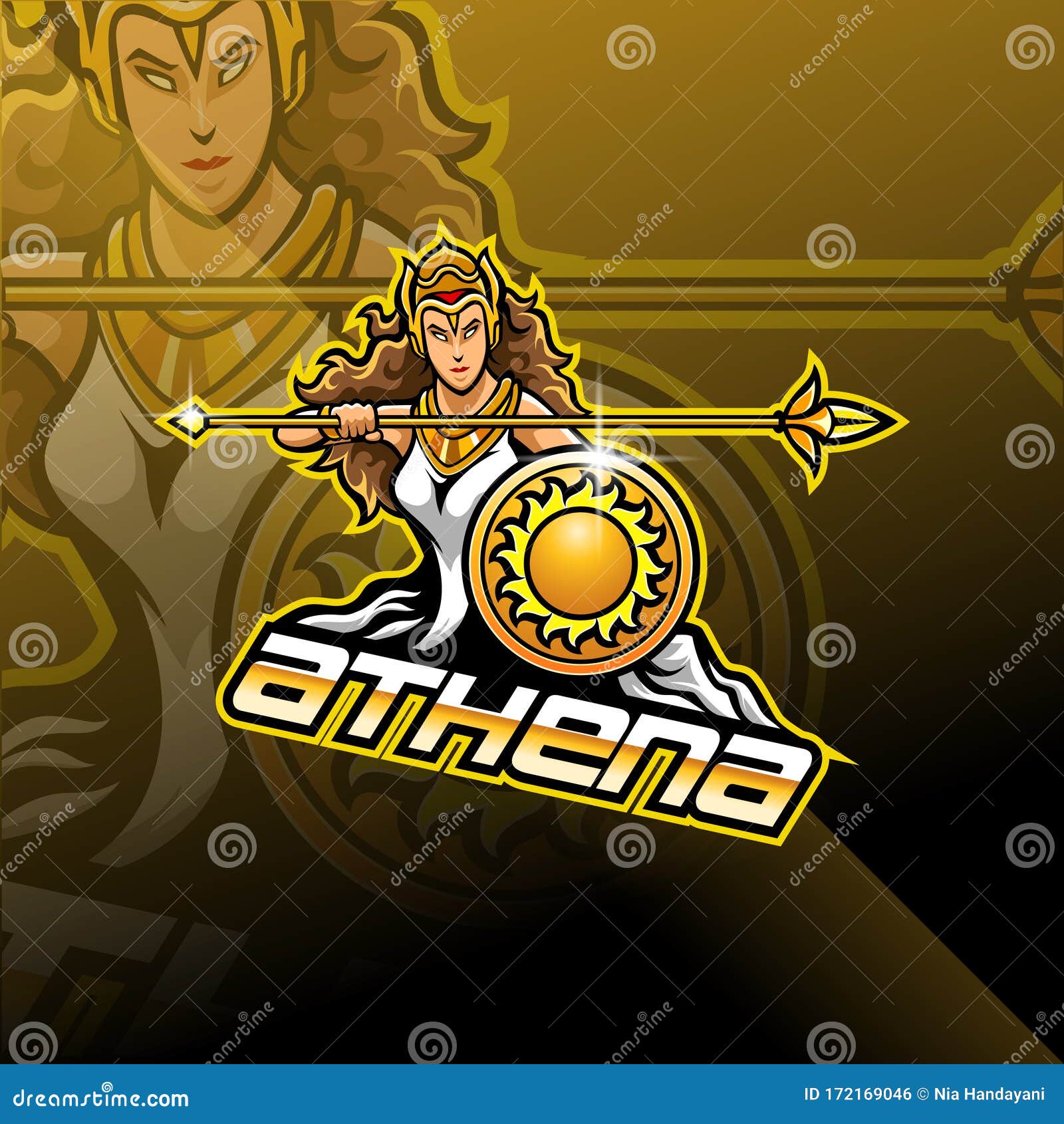 Athena Esport Mascot Logo Design Stock Vector - Illustration of hero ...