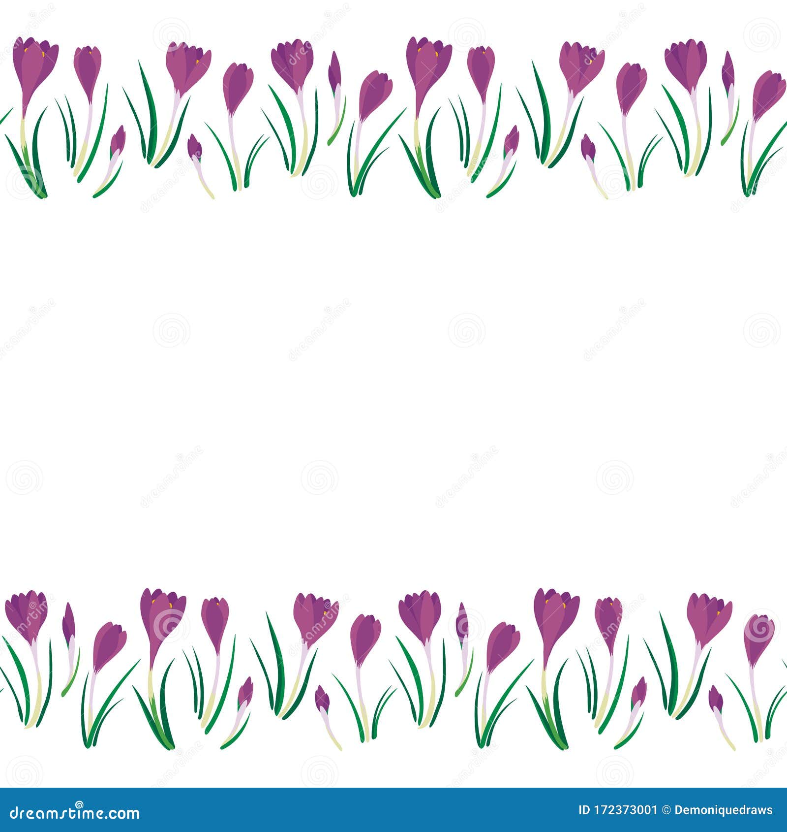 First Crocuses Spring Fresh Floral Botanical Seasonal Seamless Double ...