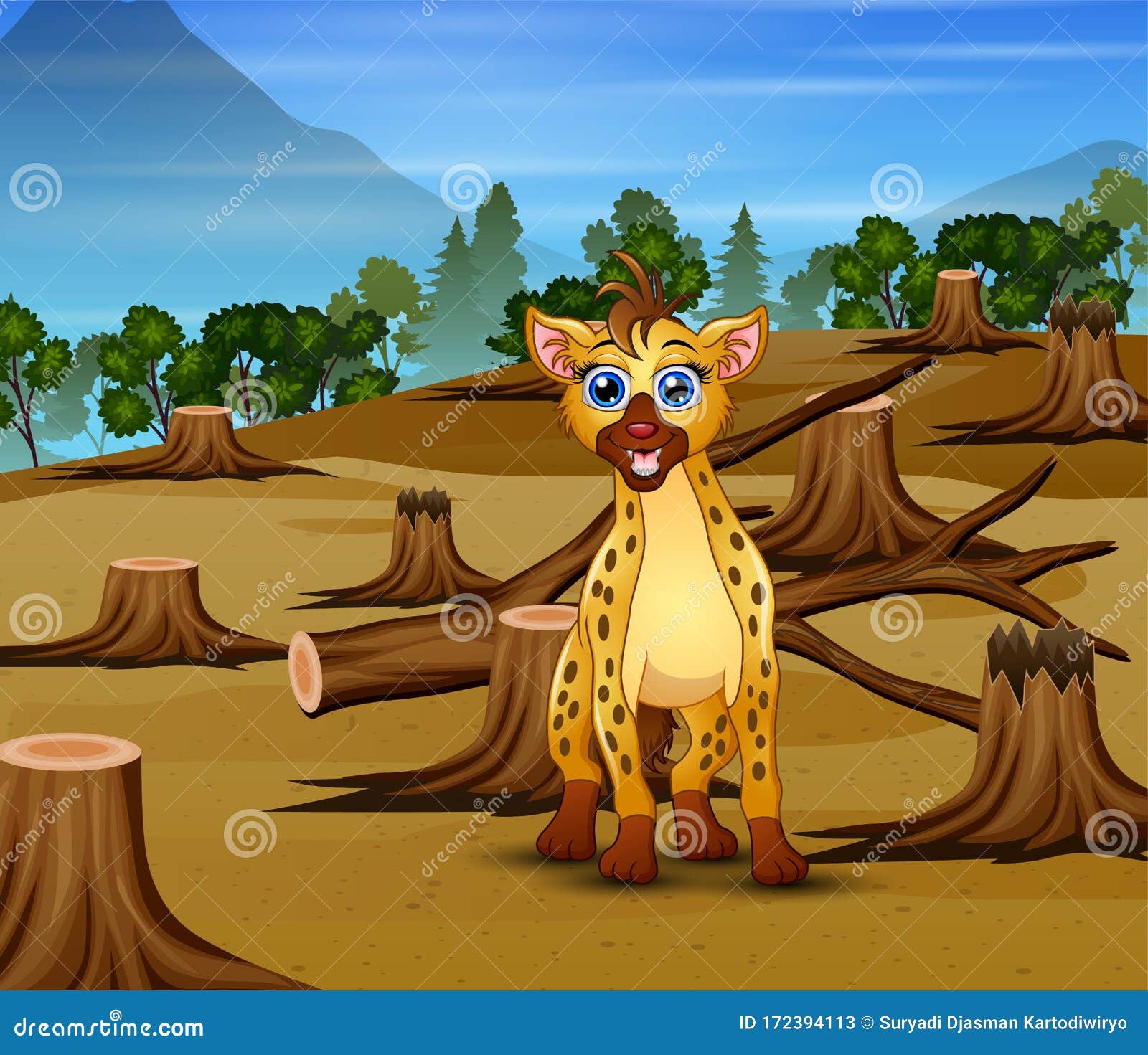 Deforestation Scene With Chopped Woods Illustration Cartoon Vector ...