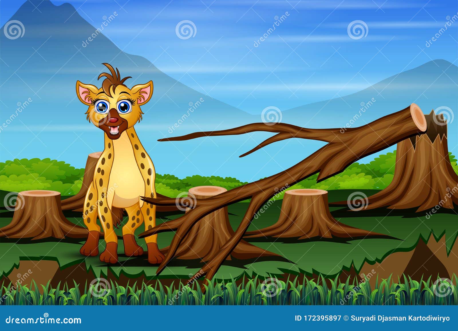 Deforestation Scene With Chopped Woods Illustration Cartoon Vector ...