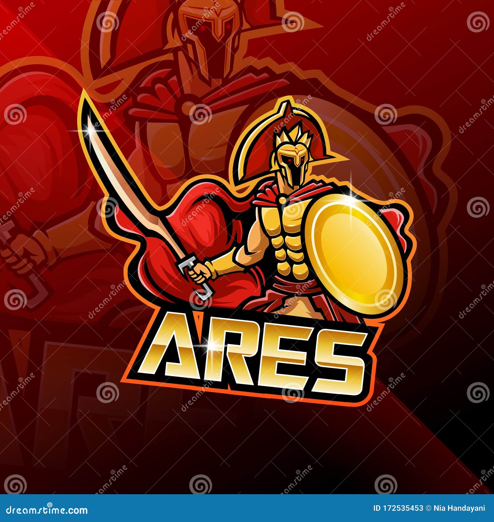 Ares Esport Mascot Logo Design Stock Vector - Illustration of people ...