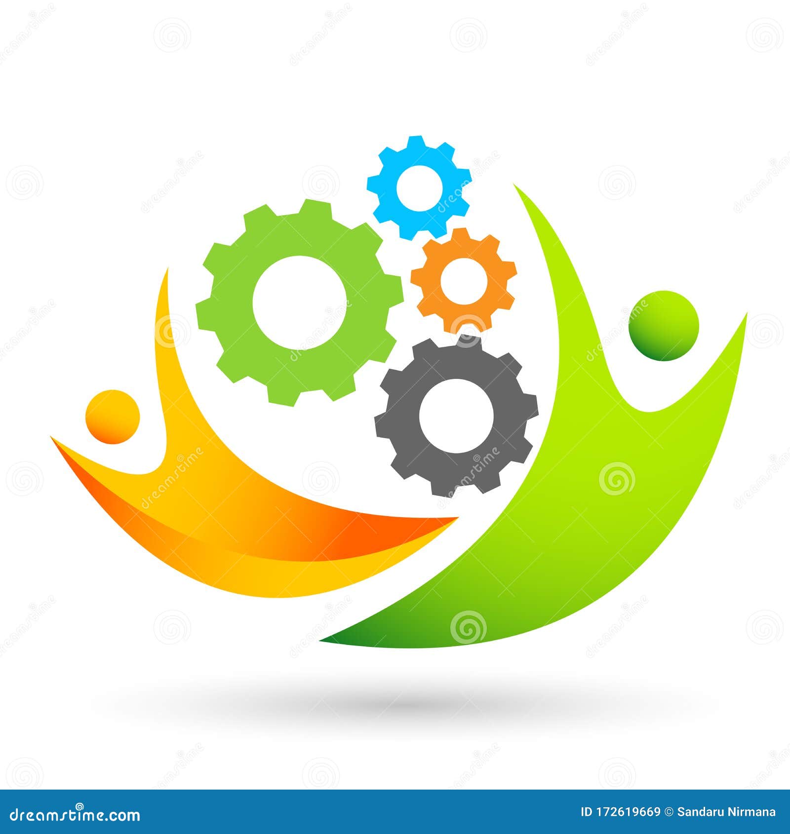 People Gear Globe Team Work Gear Wheels and Care Logo Partnership ...