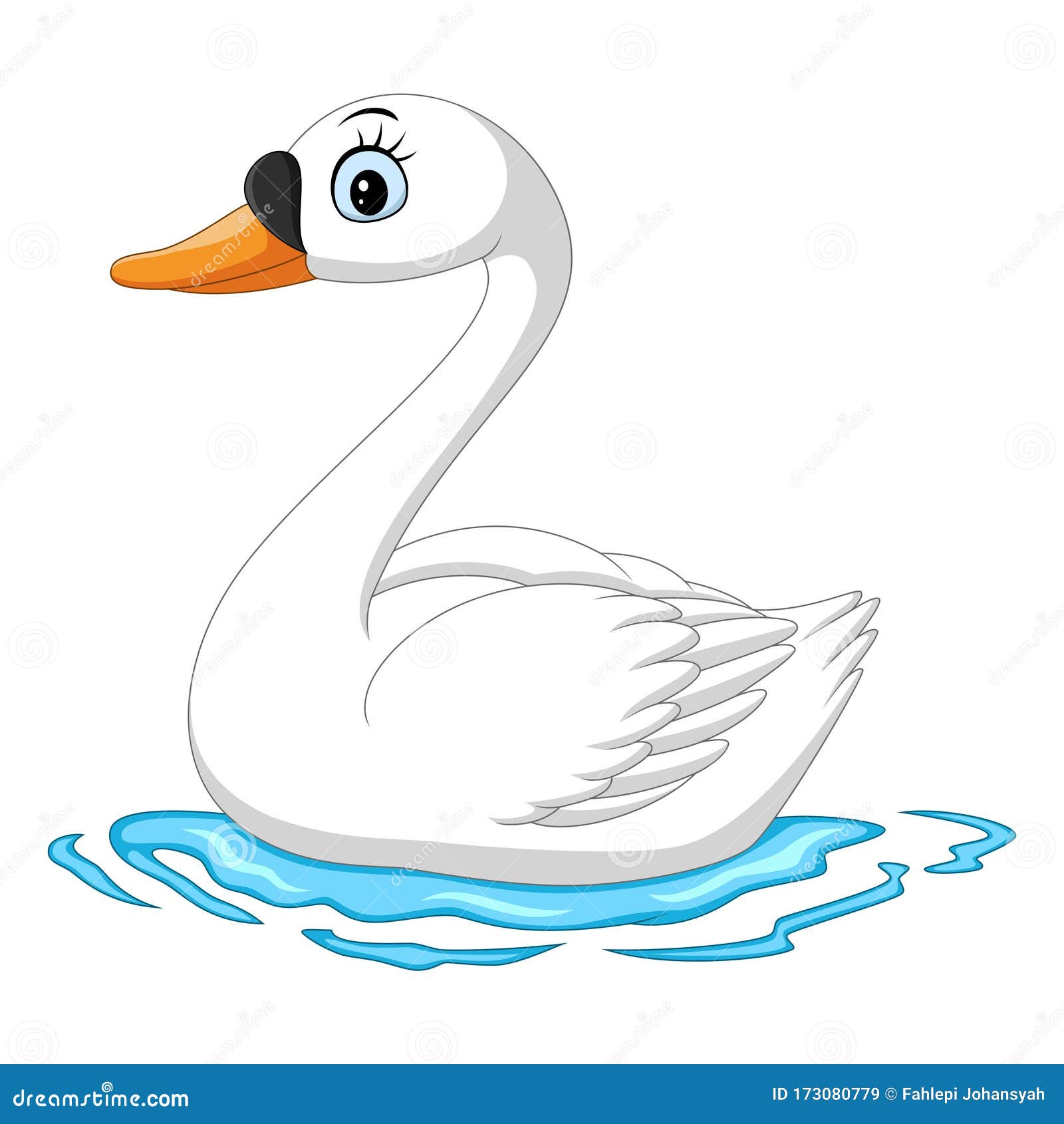 Cartoon White Goose Swimming In Water | CartoonDealer.com #173080779