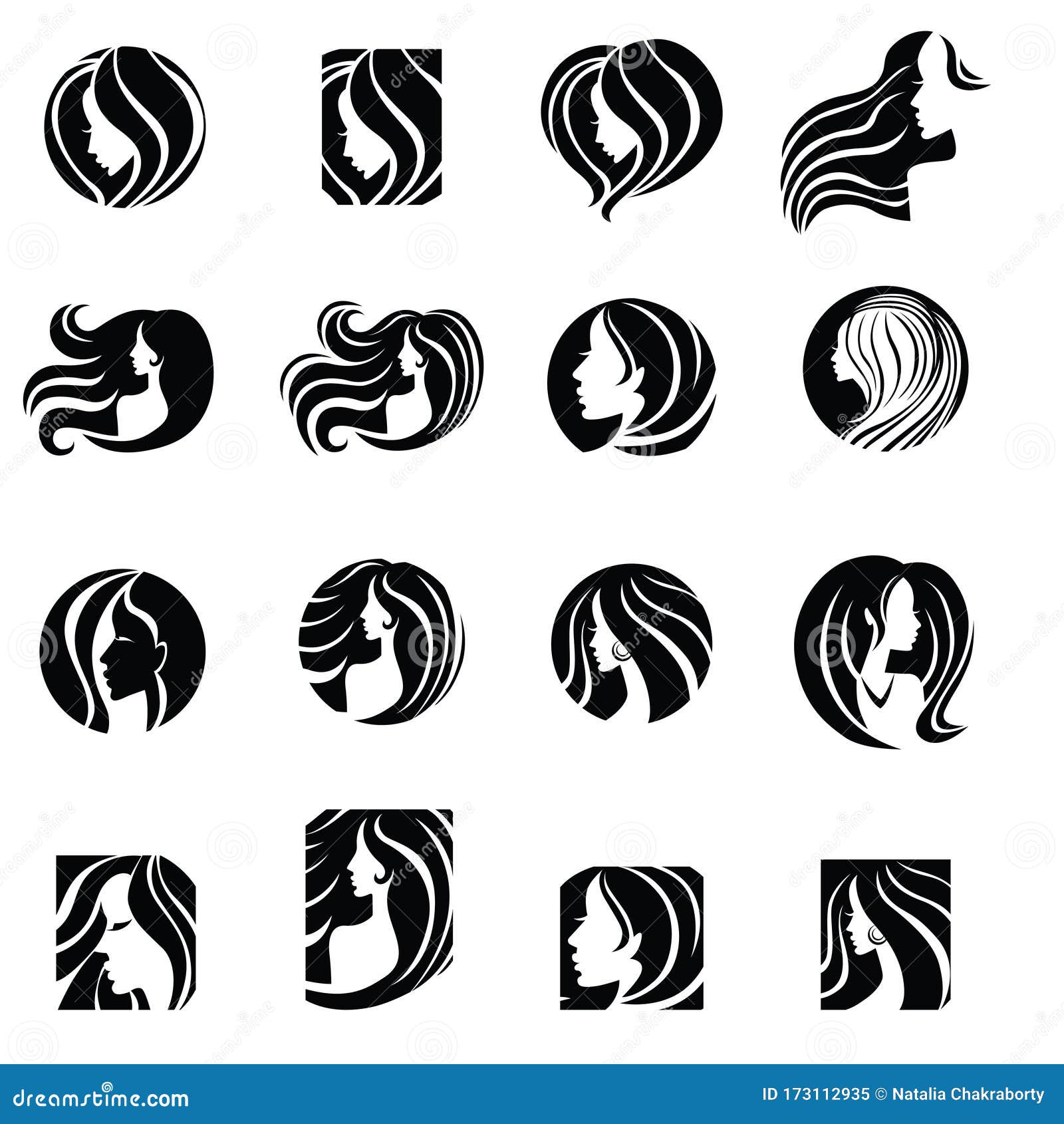 Set of Vector Illustrations of Woman Stock Vector - Illustration of ...
