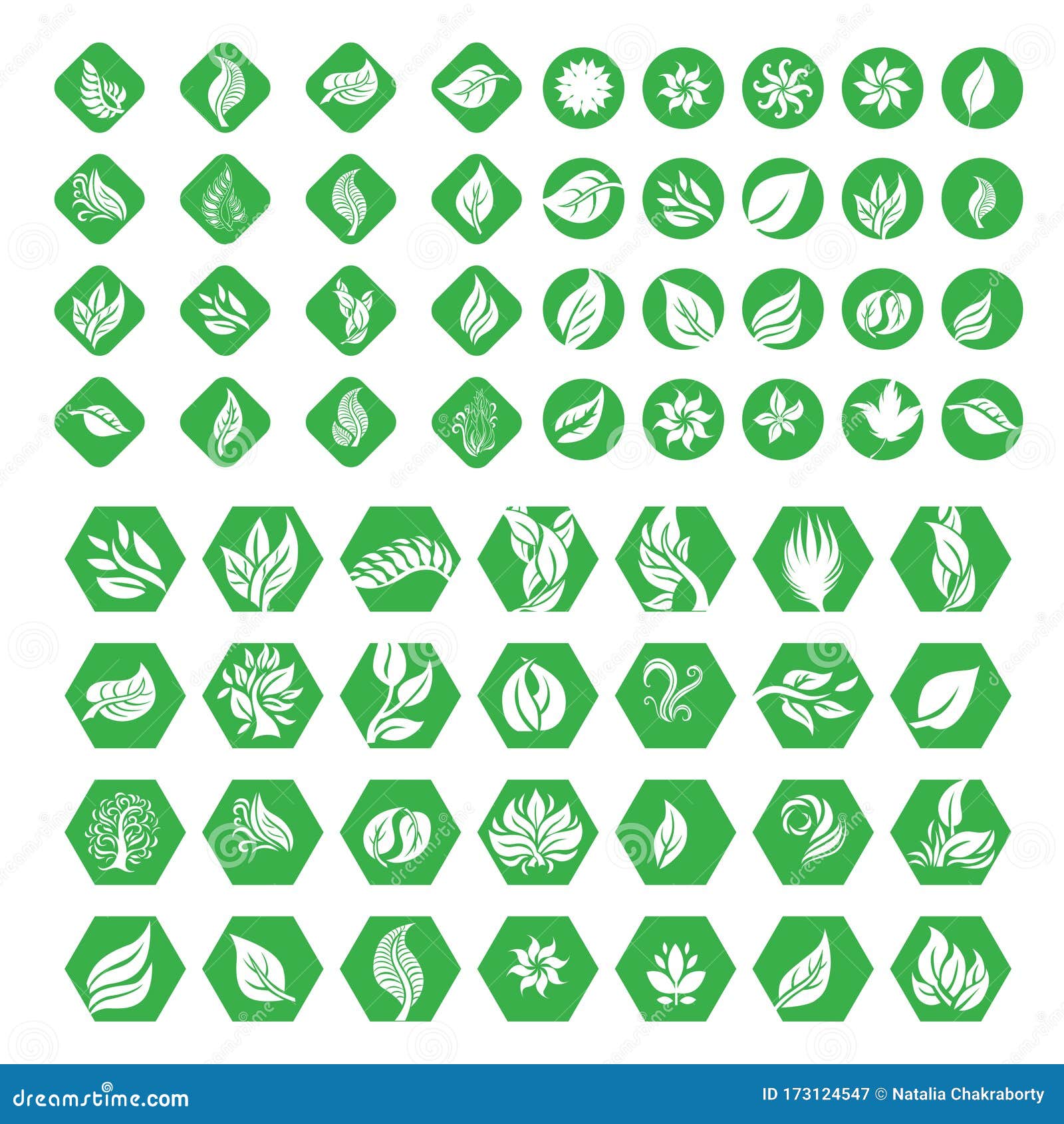Set of green icons stock vector. Illustration of natural - 173124547