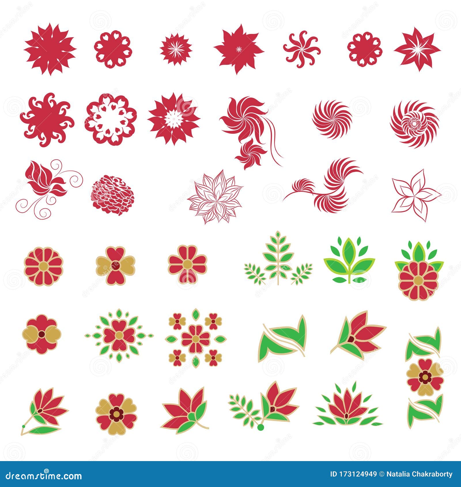 Natural Plants and Flowers Design Stock Vector - Illustration of garden ...