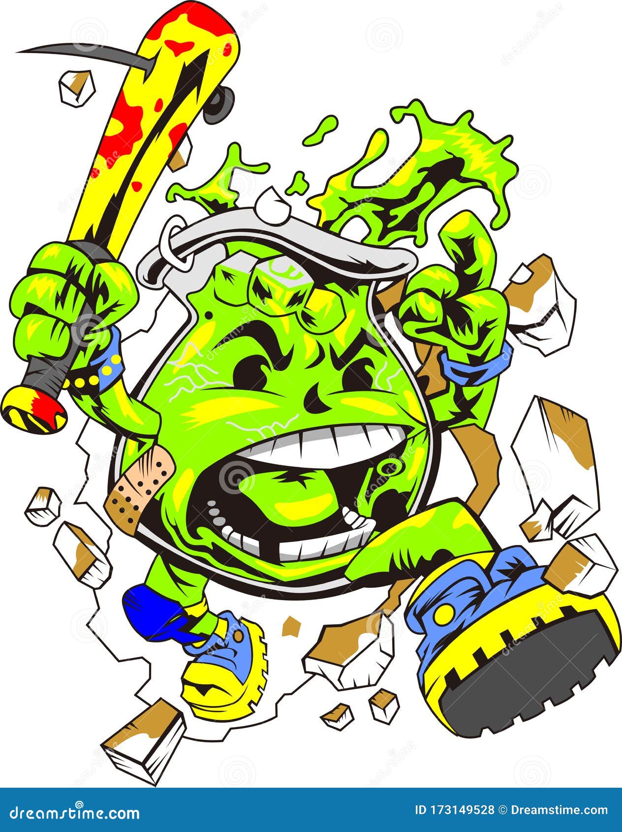 Angry Monster Holding a Baseball Punch Stock Vector - Illustration of ...