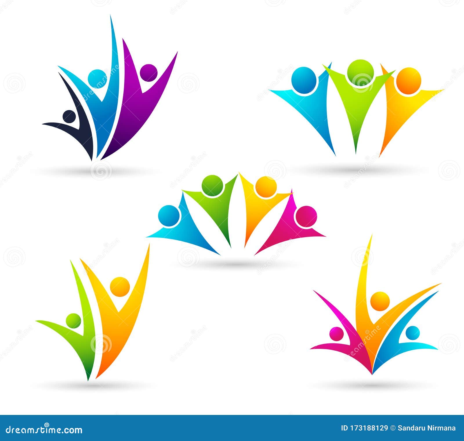 Globe People Union Logo Icon Set World Family Winning Happiness ...