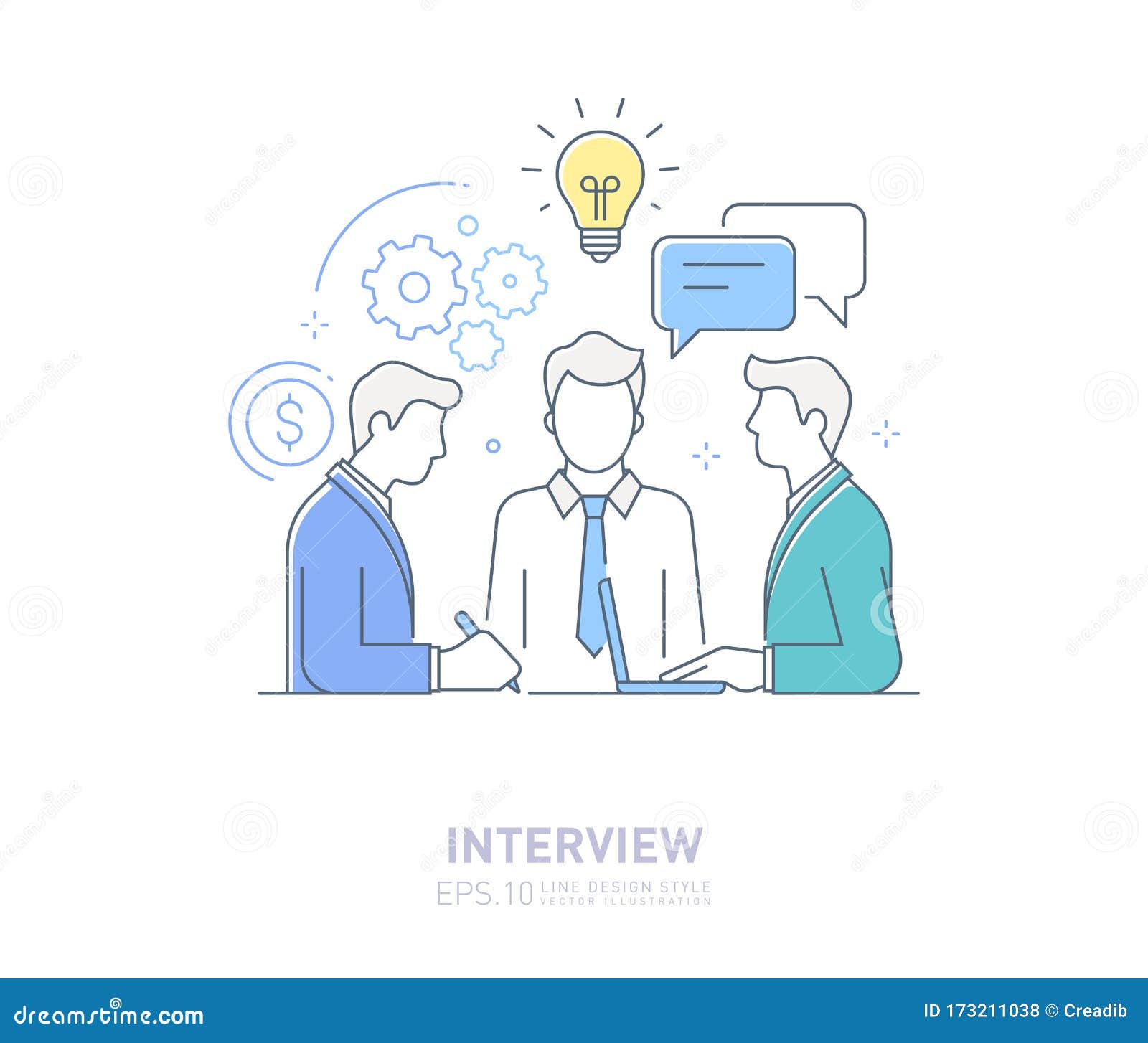 Job Interview - Vector Line Design Style Isolated Icon. Human Resource ...