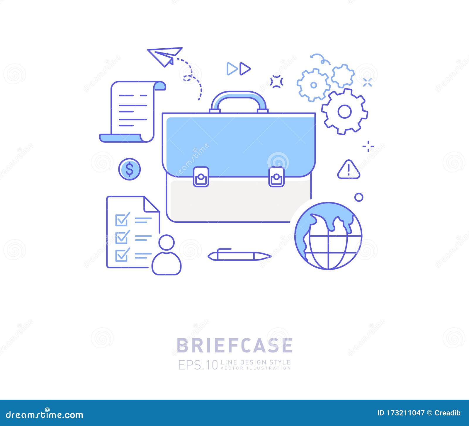Briefcase - Vector Line Design Style Icons. Global Business Concept ...