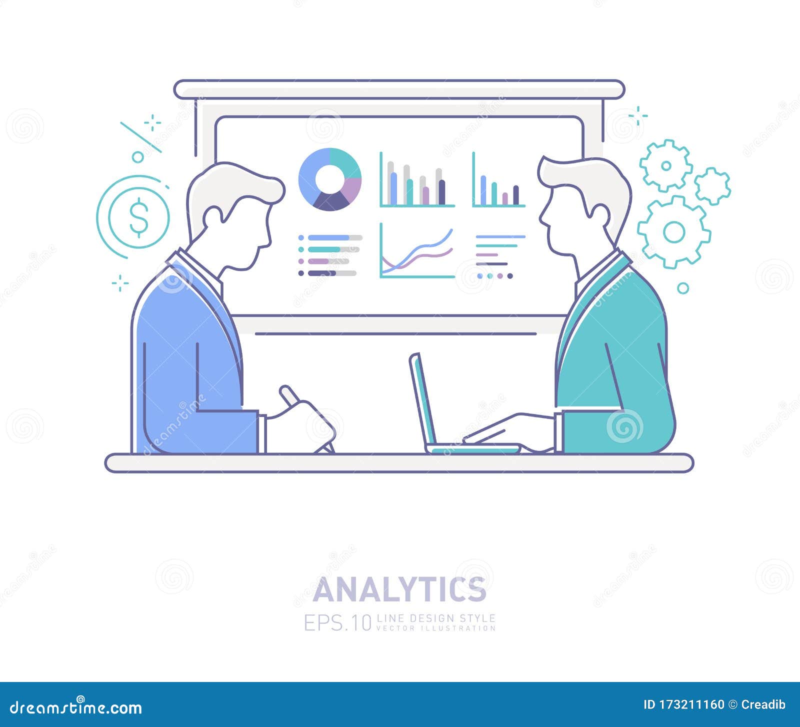 Discussion and Analysis - Vector Line Design Style Isolated Icon Stock ...