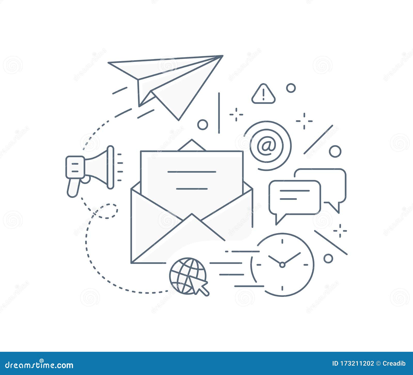 Newsletter - Email Marketing Concept Line Design Style Icon Stock ...