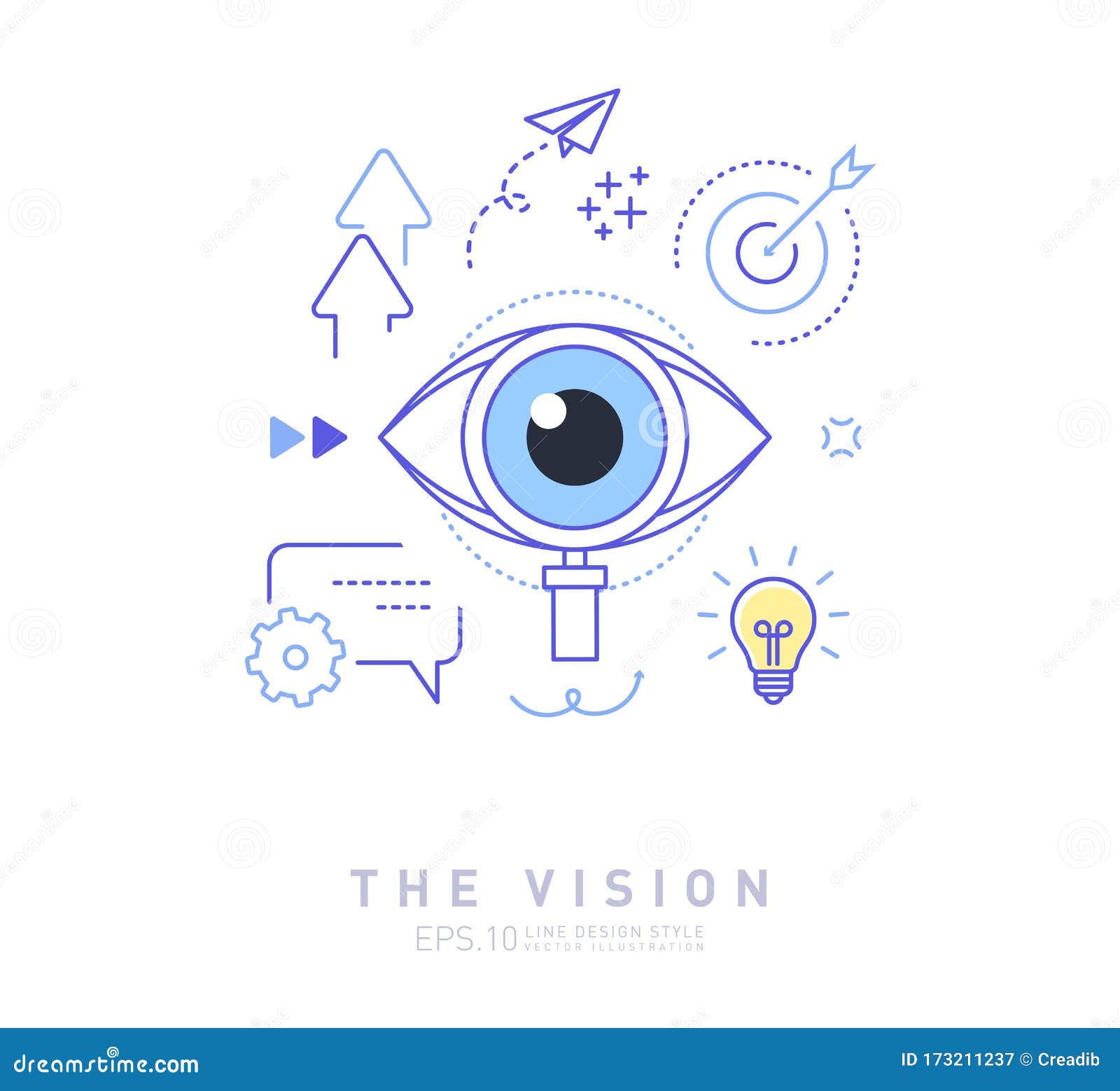 Vector Flat Line Design Style of Business Vision Concept Stock Vector ...