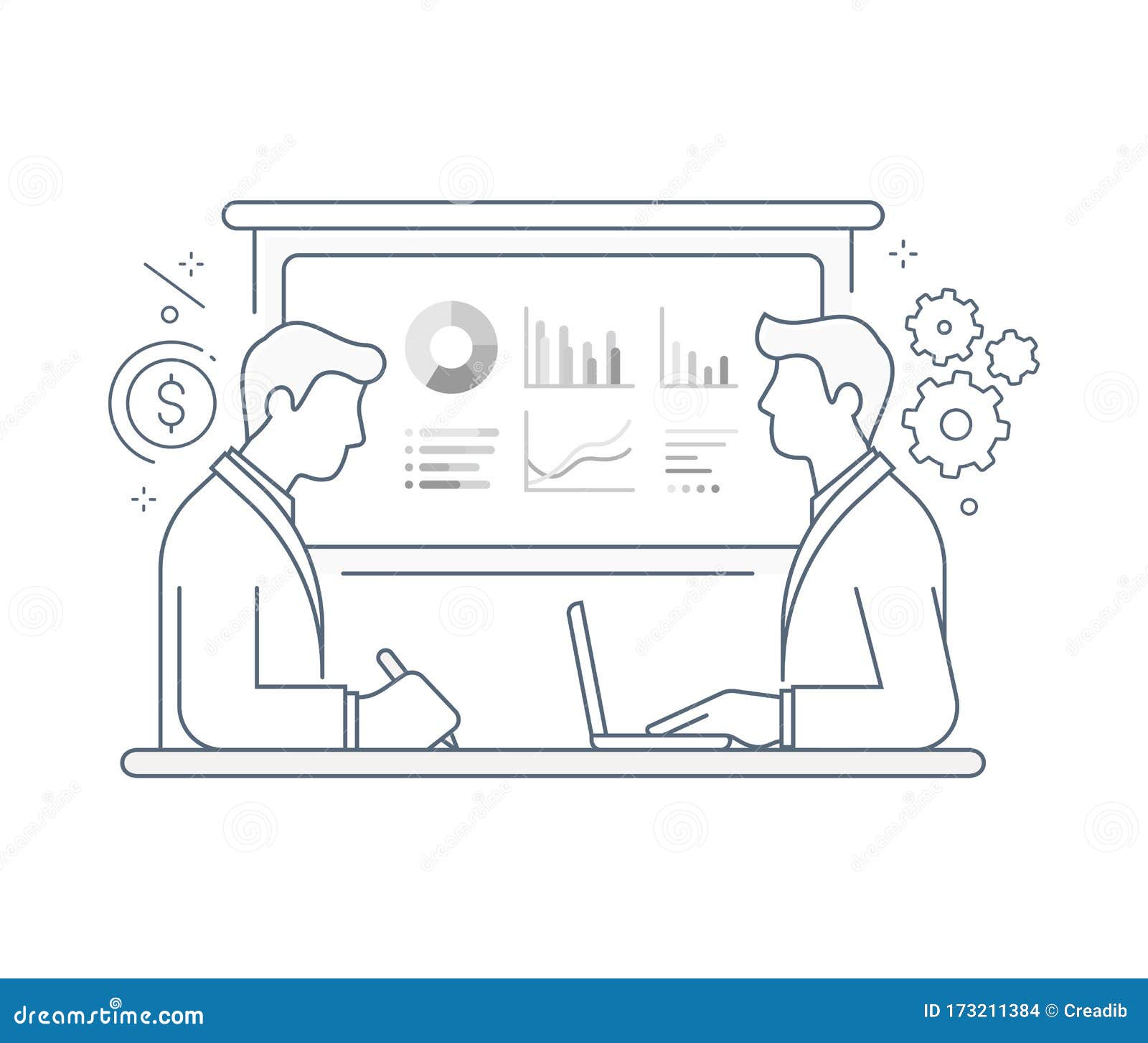 Discussion and Analysis - Vector Line Design Style Isolated Icon Stock ...