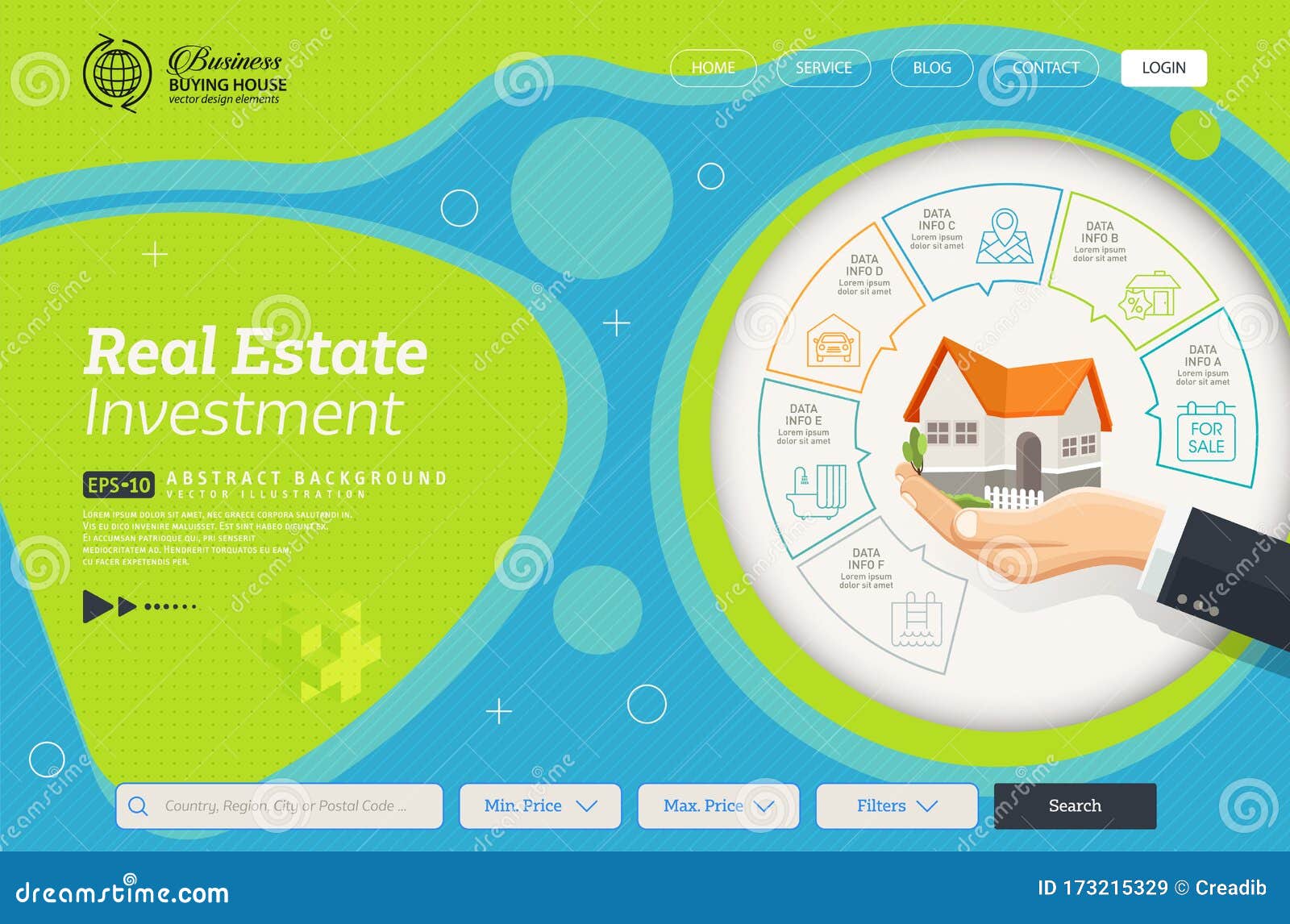 Landing Page - Real Estate Marketing Concept Design Style Stock Vector ...