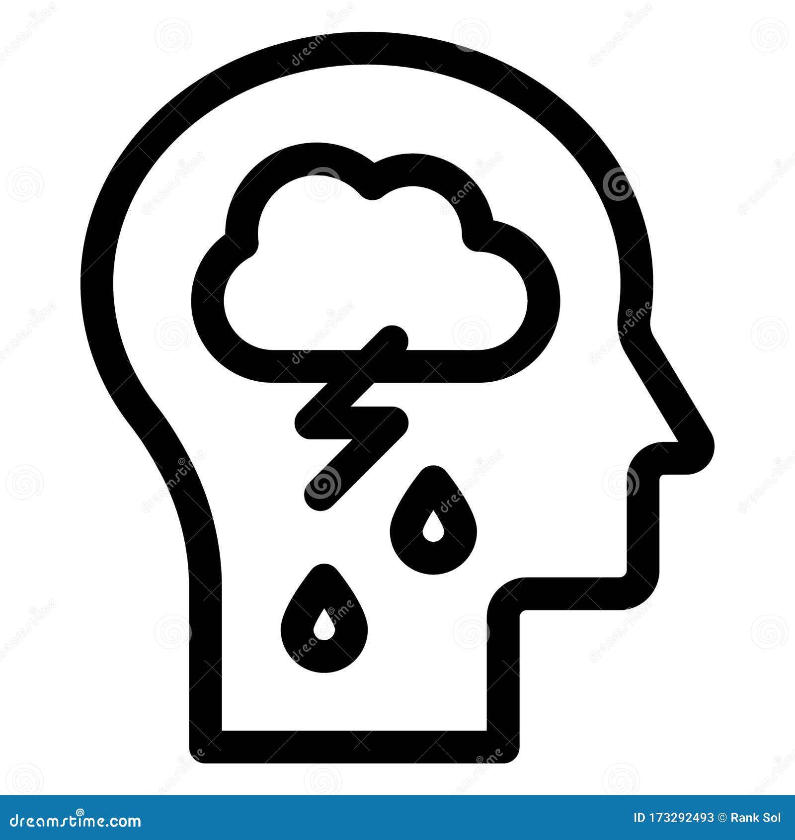 Headache Line Icon Set. Included The Icons As Tension Headaches ...