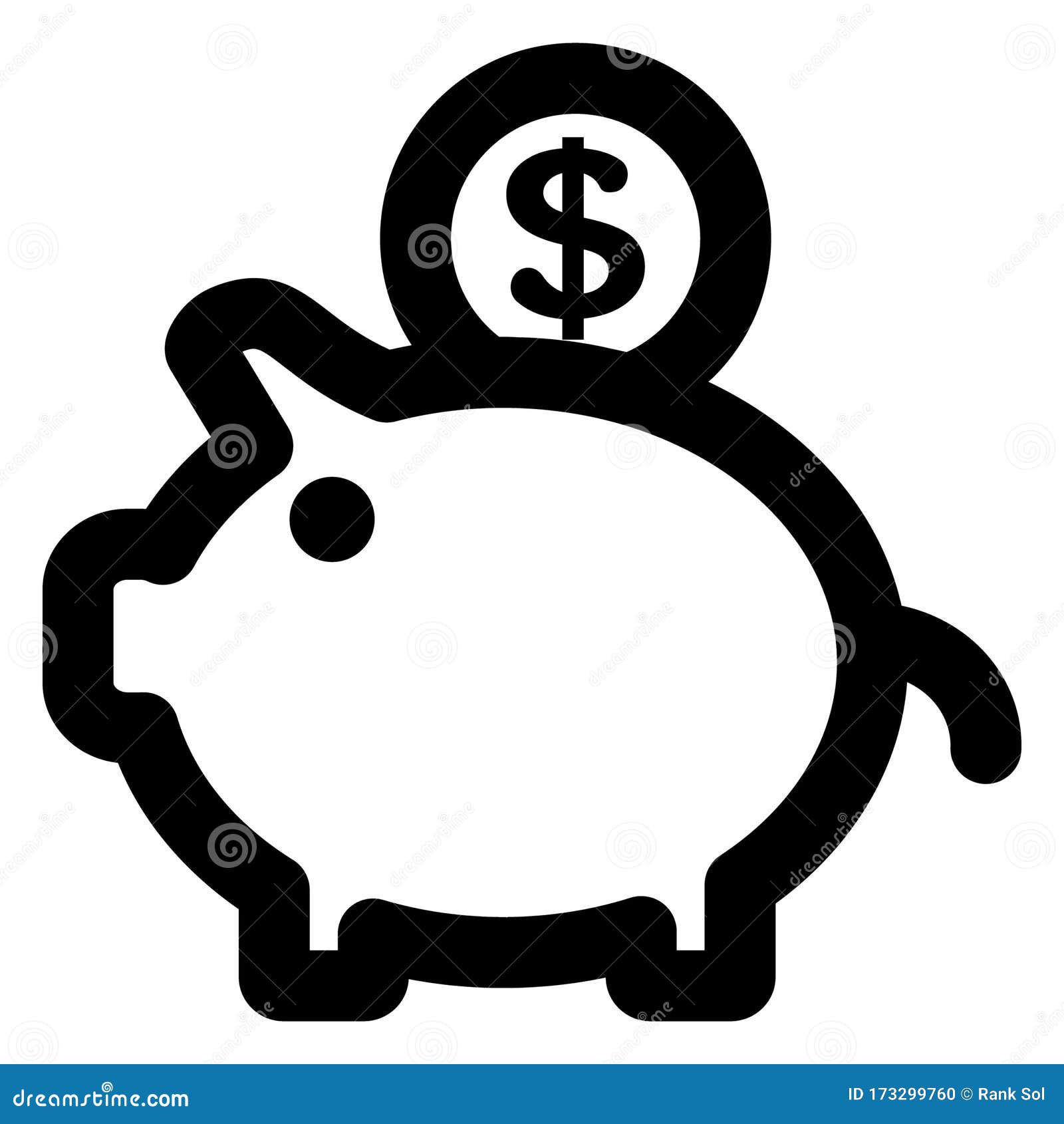 Bank, Piggy Bold Line Vector Icon Which Can Easily Modify or Edit Stock ...
