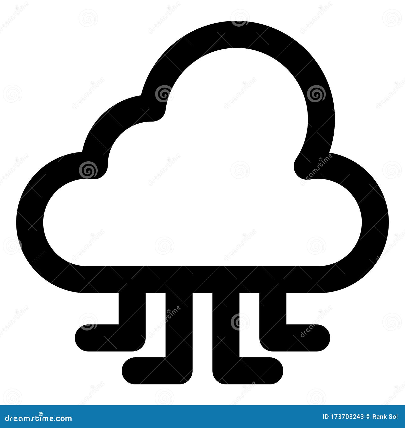 Cloud Computing, Cloud Network Bold Outline Vector Icon Which Can Easily Modified or Edited ...