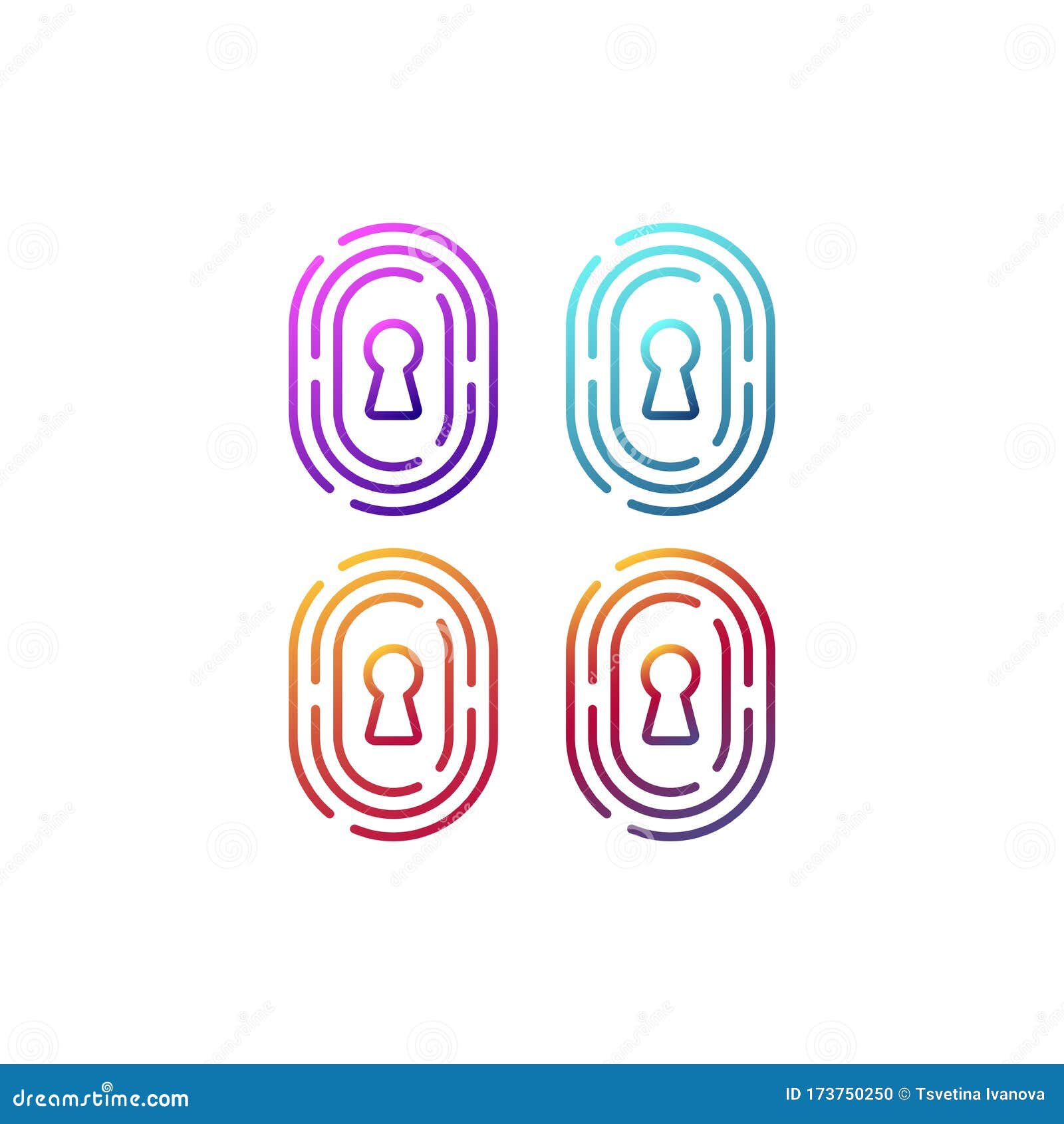 Fingerprint Biometric Rainbow Cartoon Vector | CartoonDealer.com #19584159