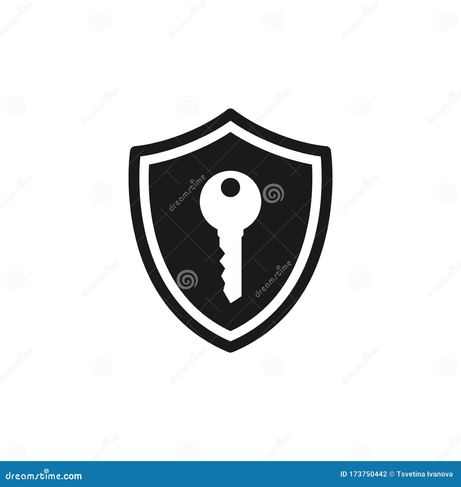 Shield with Key Black Isolated Vector Icon. Stock Vector - Illustration ...