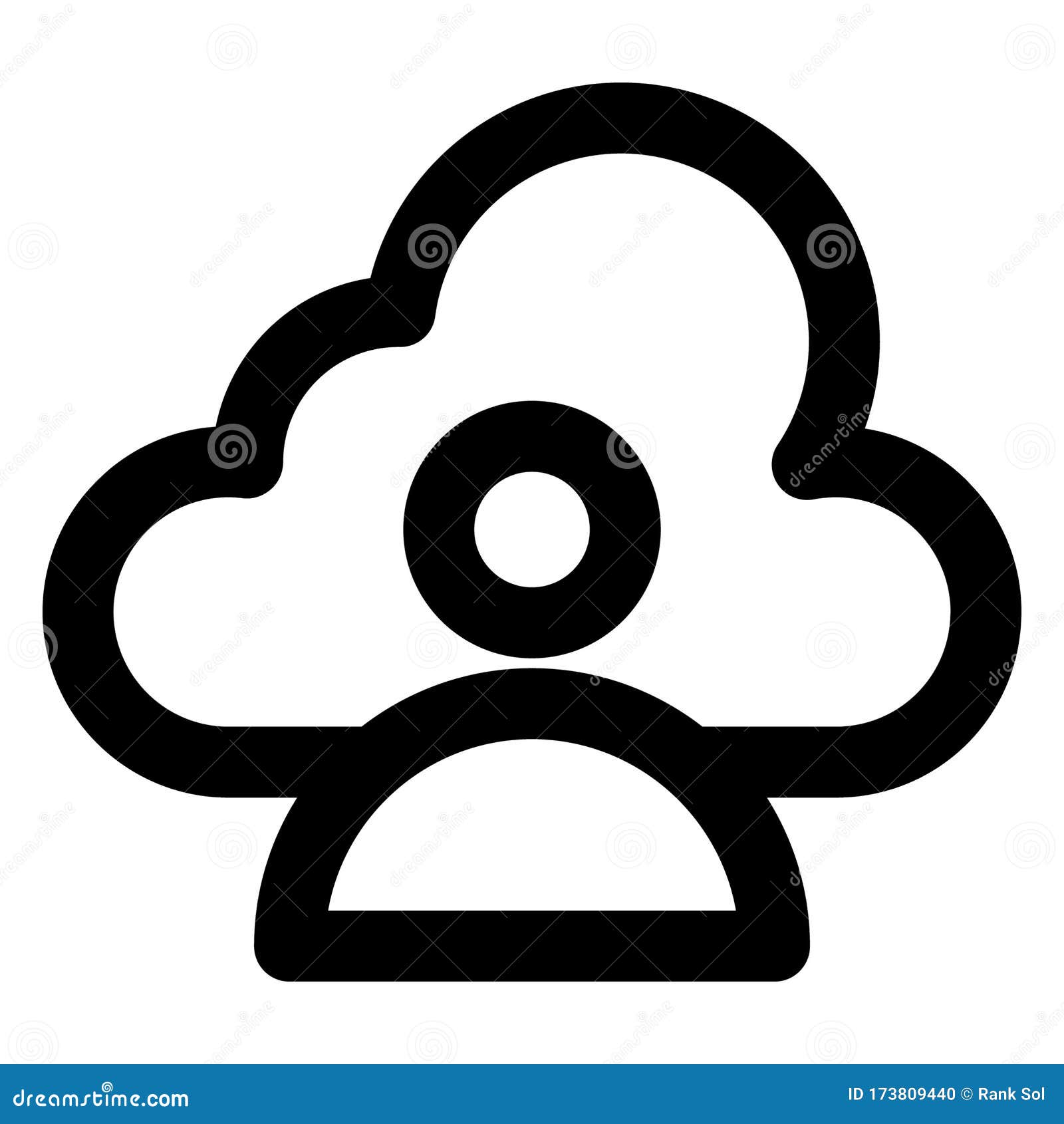 Cloud Computing, Cloud User Bold Outline Vector Icon Which Can Easily Modified or Edited Stock ...