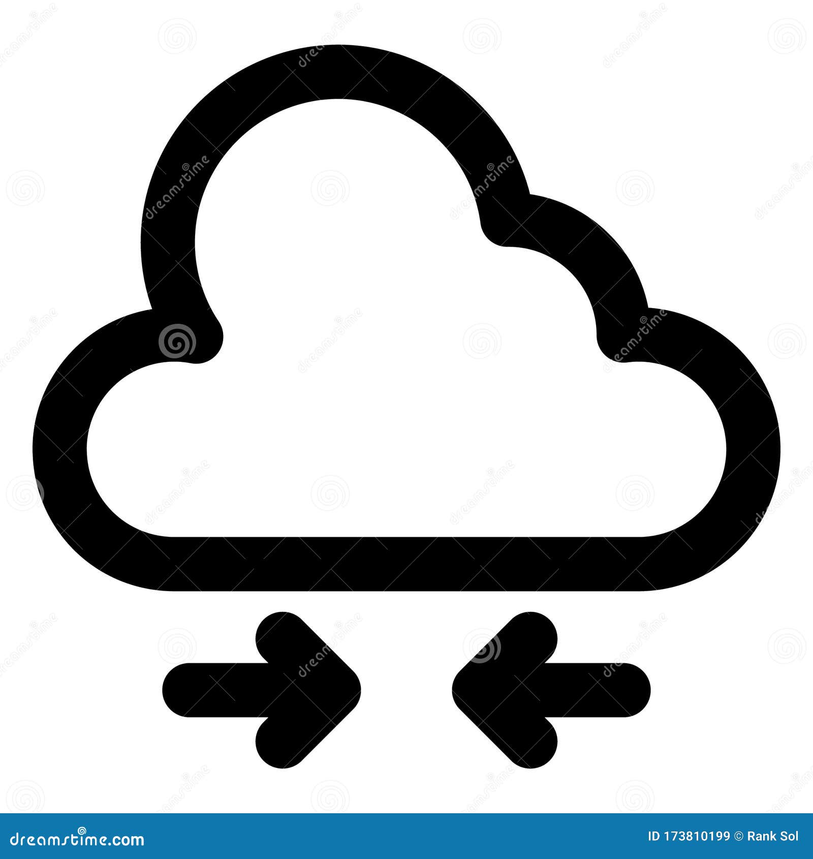 Cloud Computing, Cloud Link, Bold Outline Vector Icon Which Can Easily ...