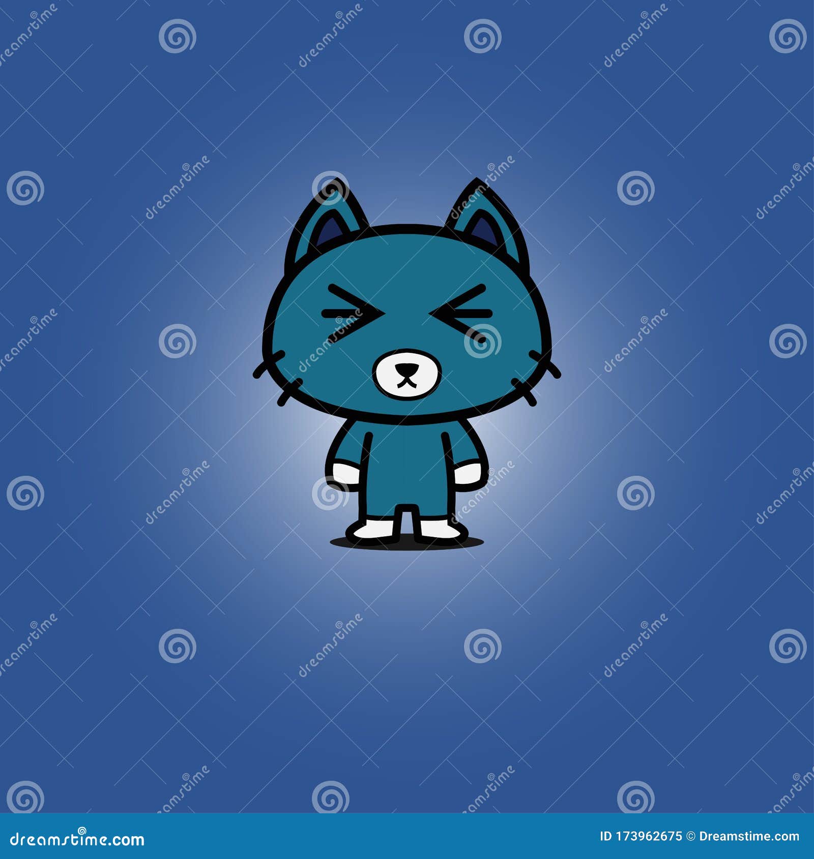 CUTE BLUE CAT MASCOT VECTOR GRAPHIC DESIGN for KIDS TSHIRT Stock Vector ...