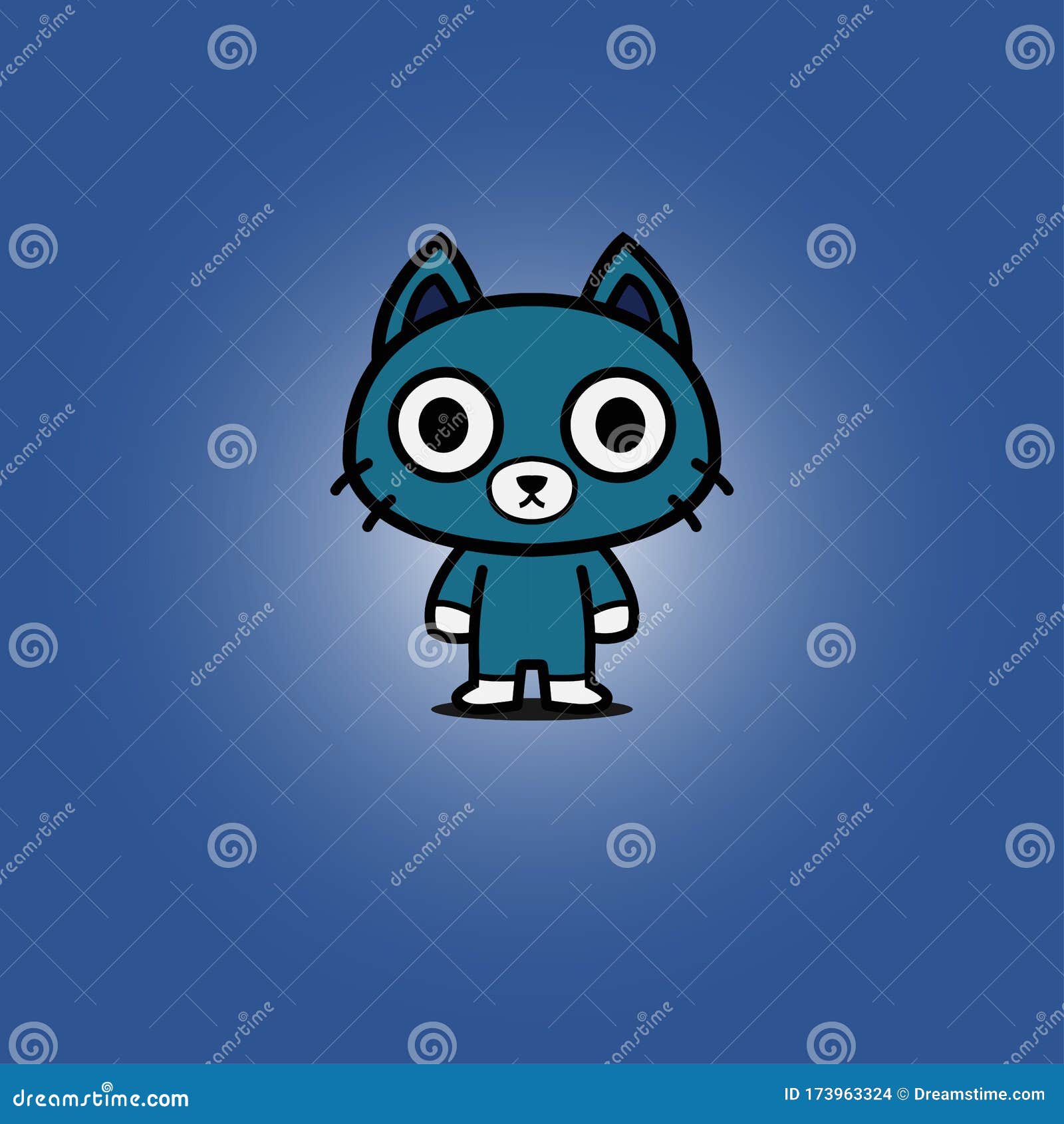 CUTE BLUE CAT MASCOT VECTOR GRAPHIC DESIGN for KIDS TSHIRT and BOOK ...