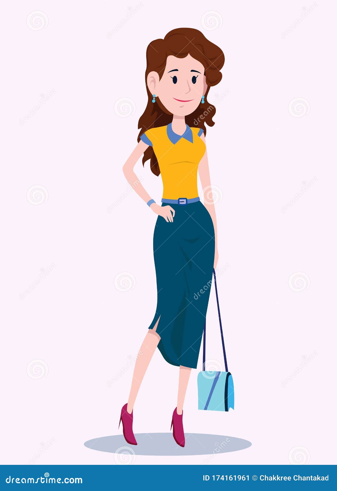 Fashionable Beautiful Girls. Cartoon Female Characters in Stylish ...