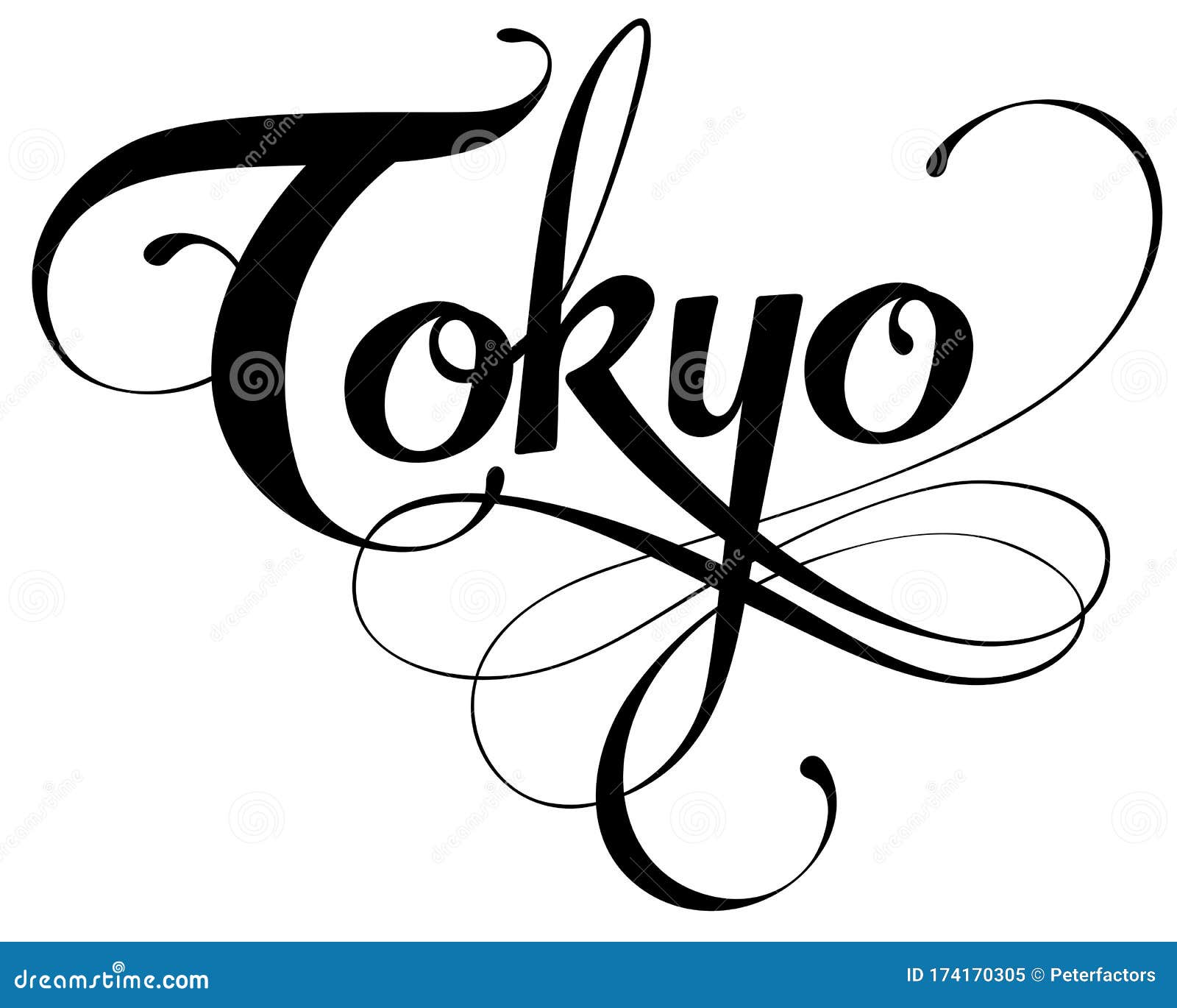 Tokyo - Custom Calligraphy Text Stock Vector - Illustration of scroll ...