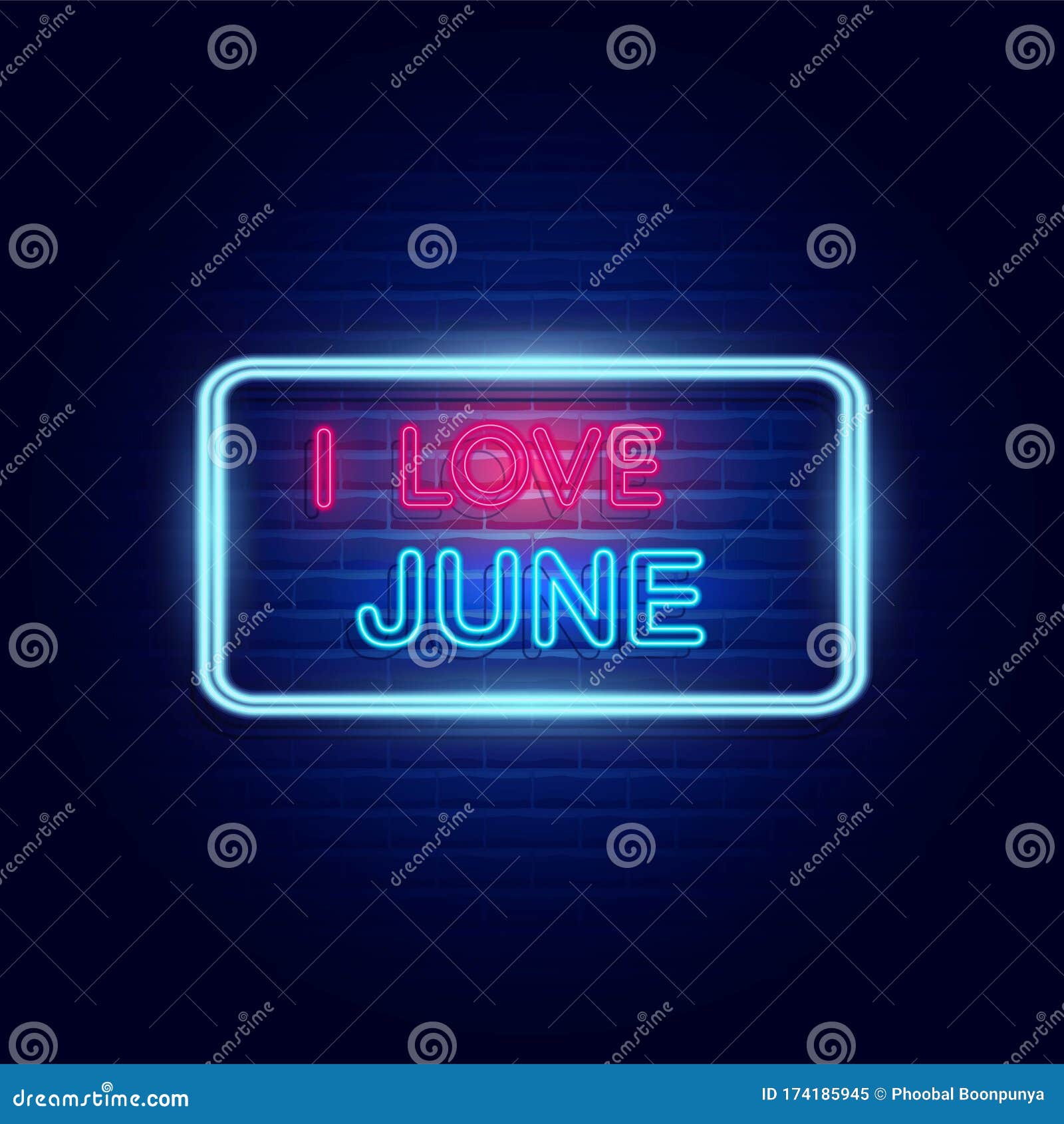 I Love June Neon Light Banner. Vector Illustration Stock Vector ...
