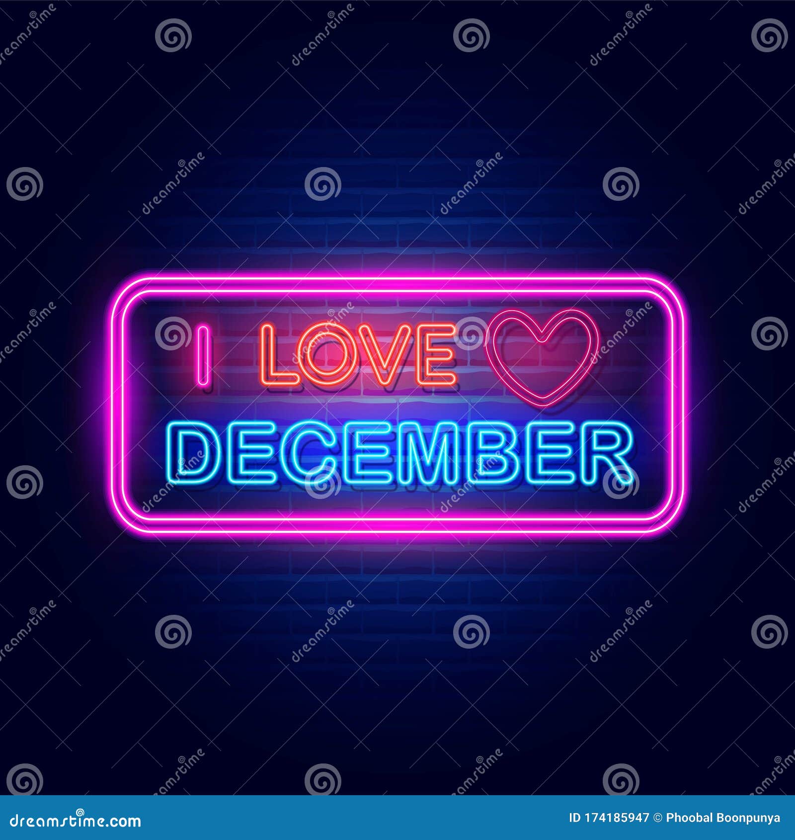 I Love December Neon Light Banner. Vector Illustration Stock Vector ...