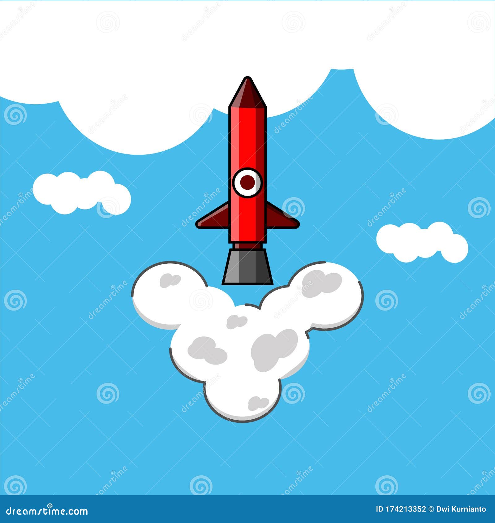 Vector Illustration of a Cartoon Rocket Flying into Space Stock Vector ...