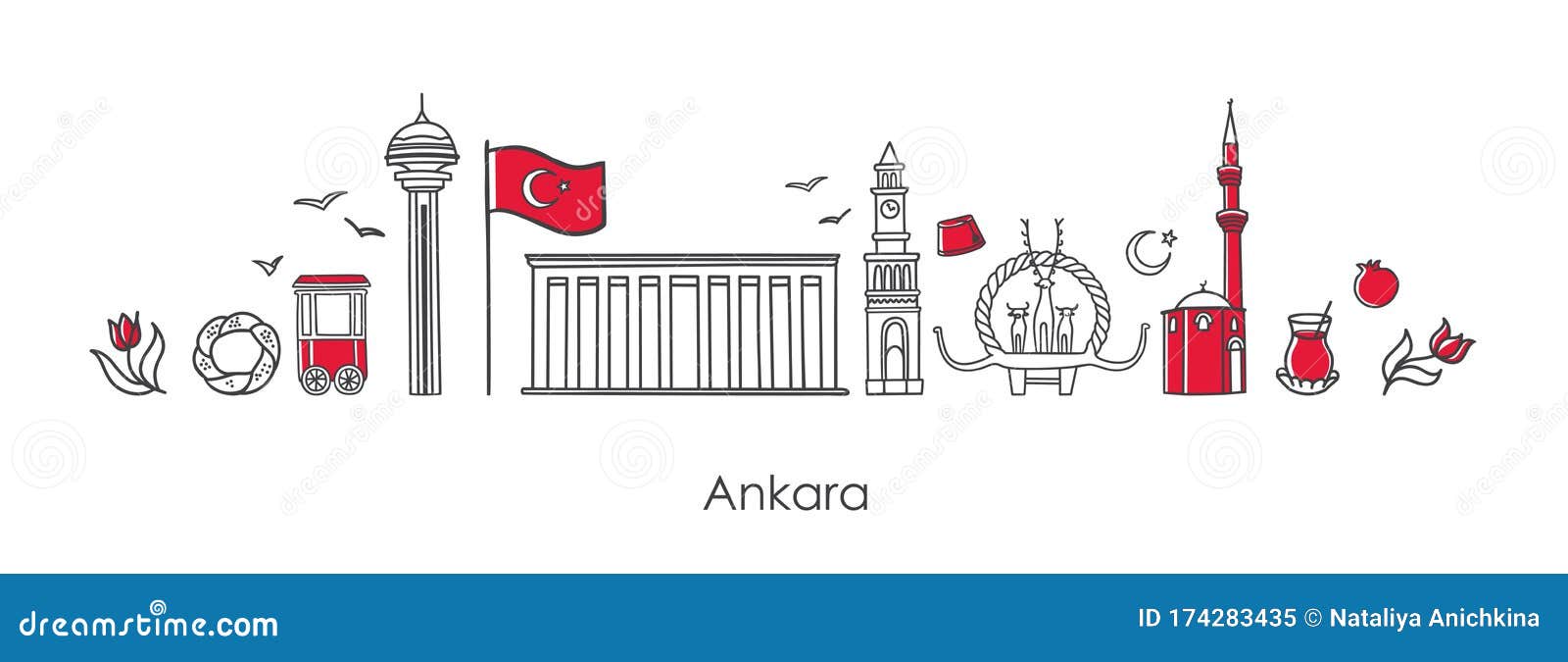 Vector Illustration Symbols of Ankara, Turkey. Stock Vector ...