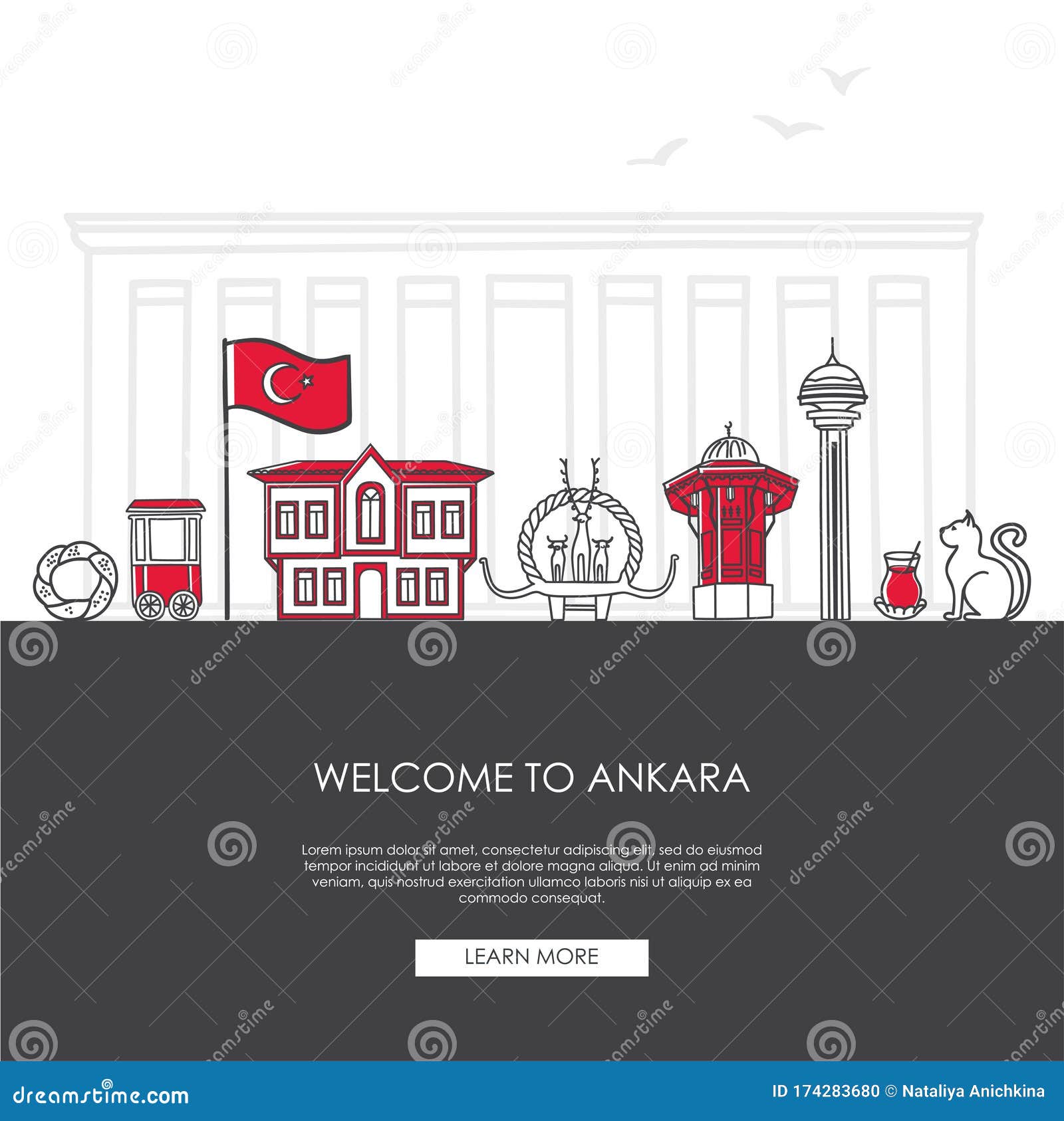 Welcome To Turkey Greeting Cart Template With Turkish Traditional Glass ...