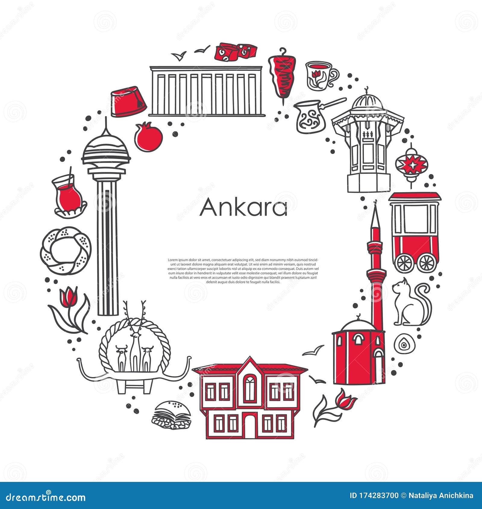 Modern Vector Illustration Ankara, Turkey. Stock Vector - Illustration ...