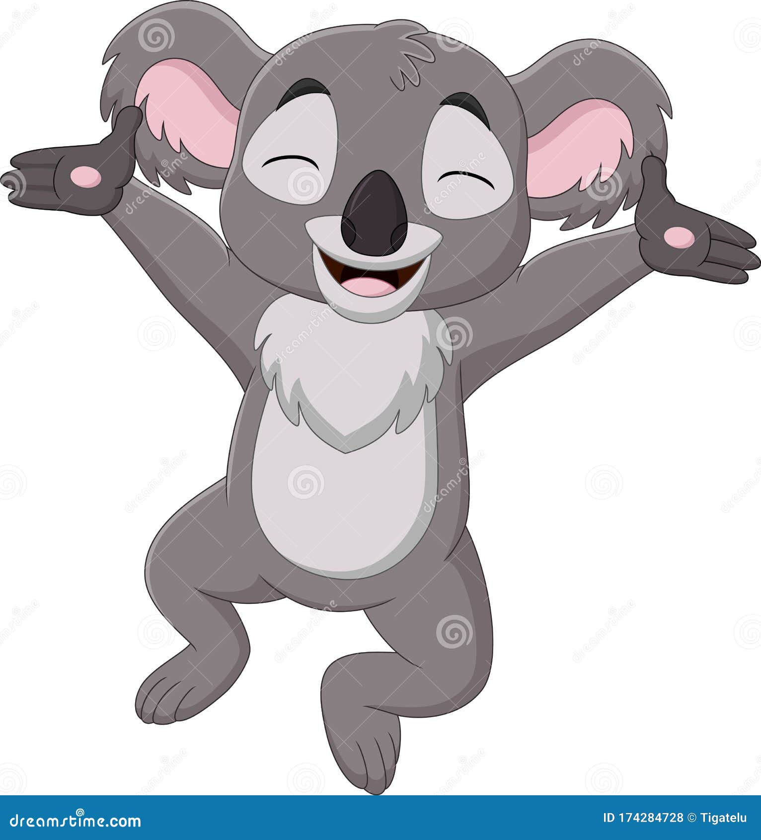 Cartoon Happy Koala on White Background Stock Vector - Illustration of ...