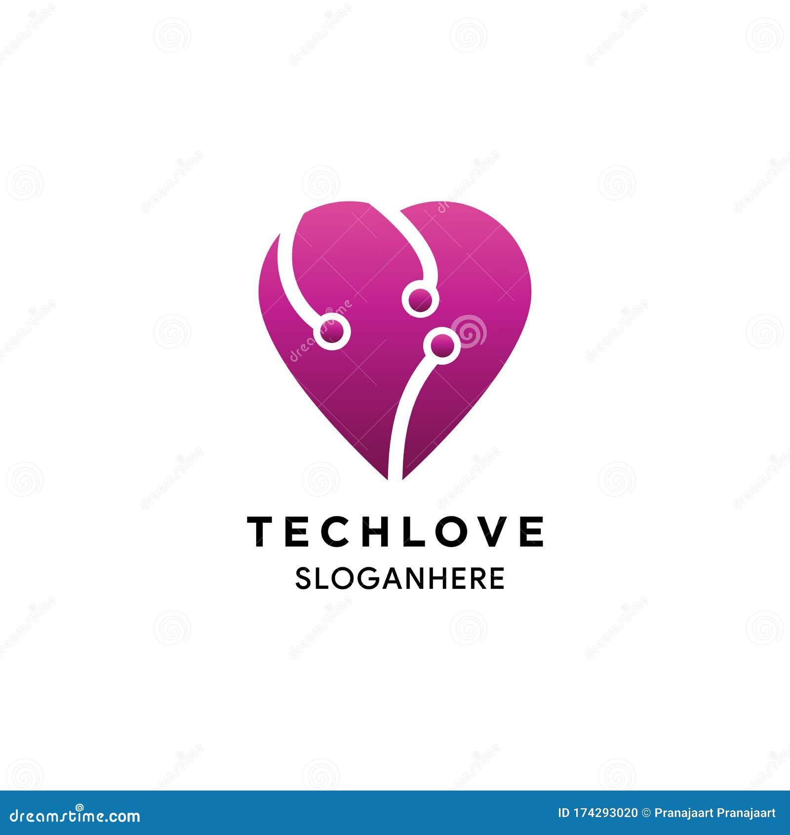 Tech love logo design stock vector. Illustration of business - 174293020