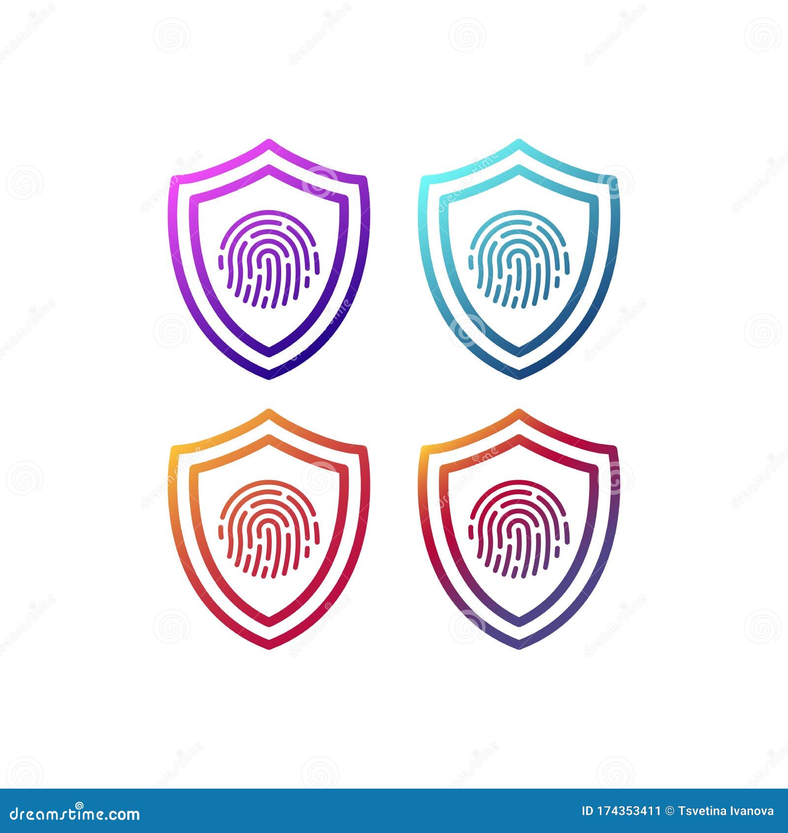 Shield with Fingerprint Isolated Vector Icon. Stock Vector ...