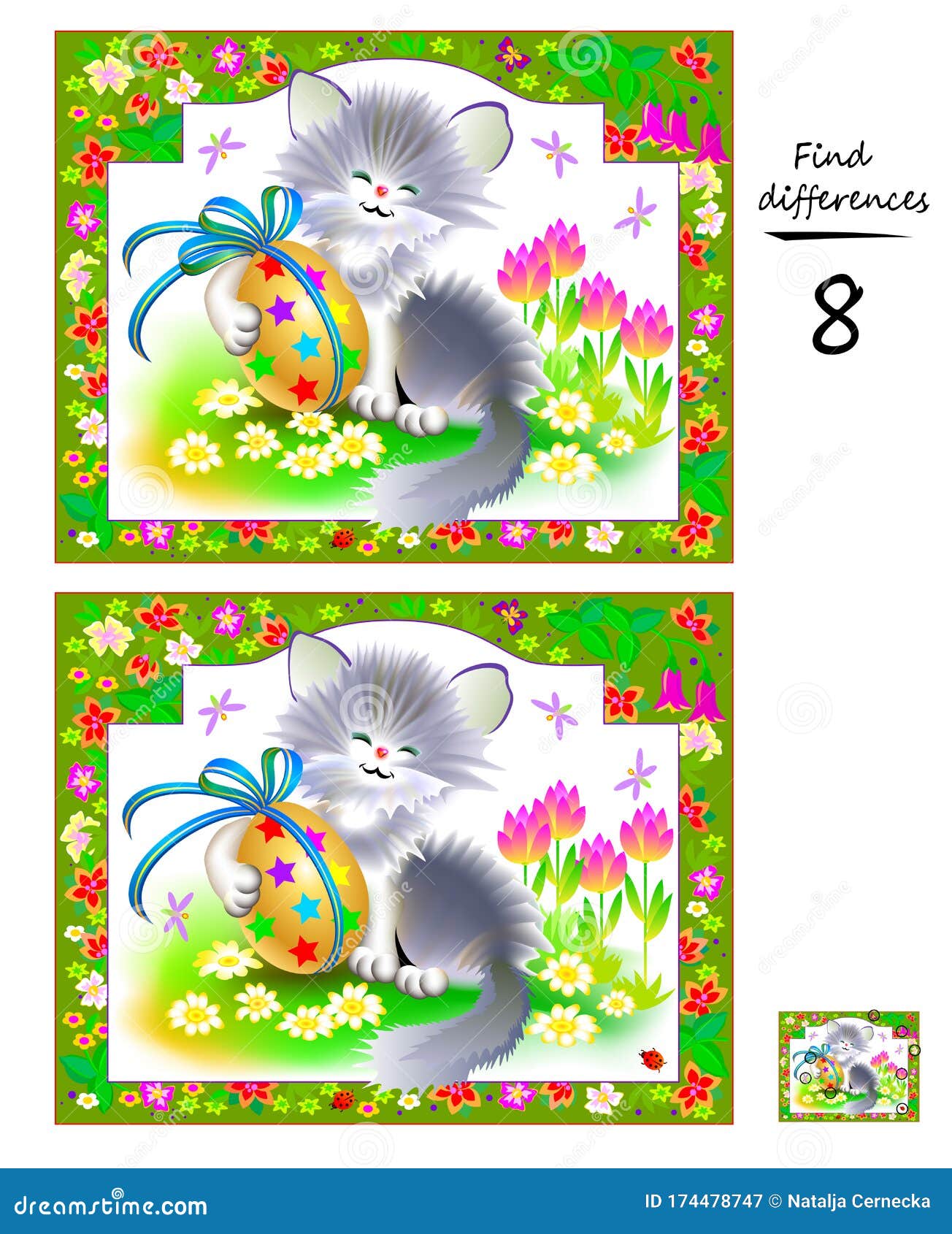 Find 8 Differences. Logic Puzzle Game for Children and Adults ...