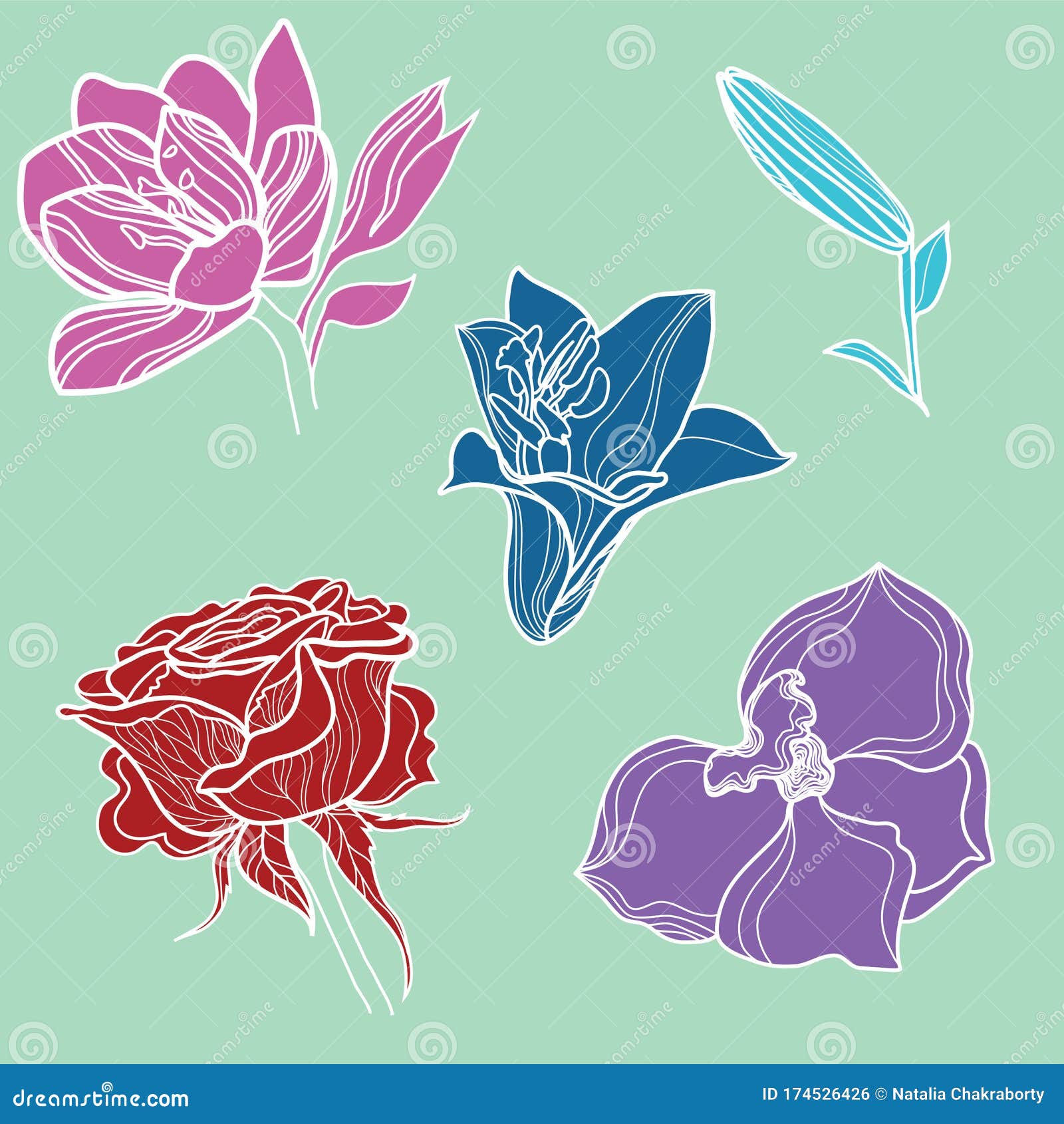 Flowers design elements stock vector. Illustration of collection ...